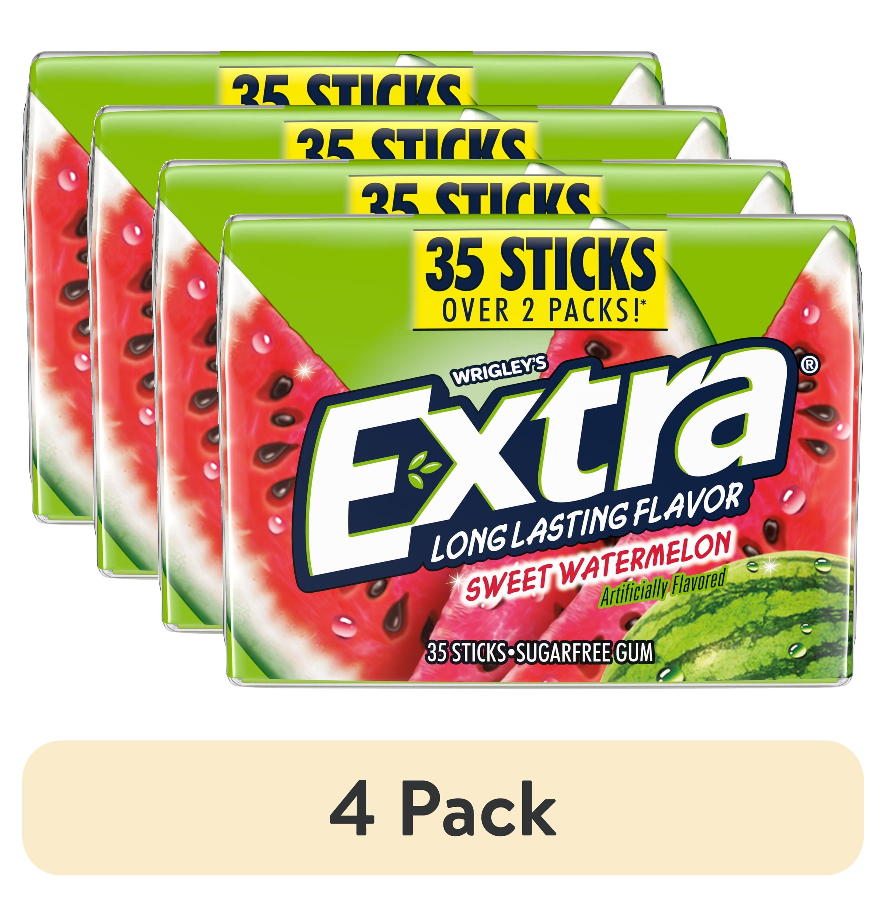 (4 pack) Extra Sweet Watermelon Back To School Sugar Free Chewing Gum ...