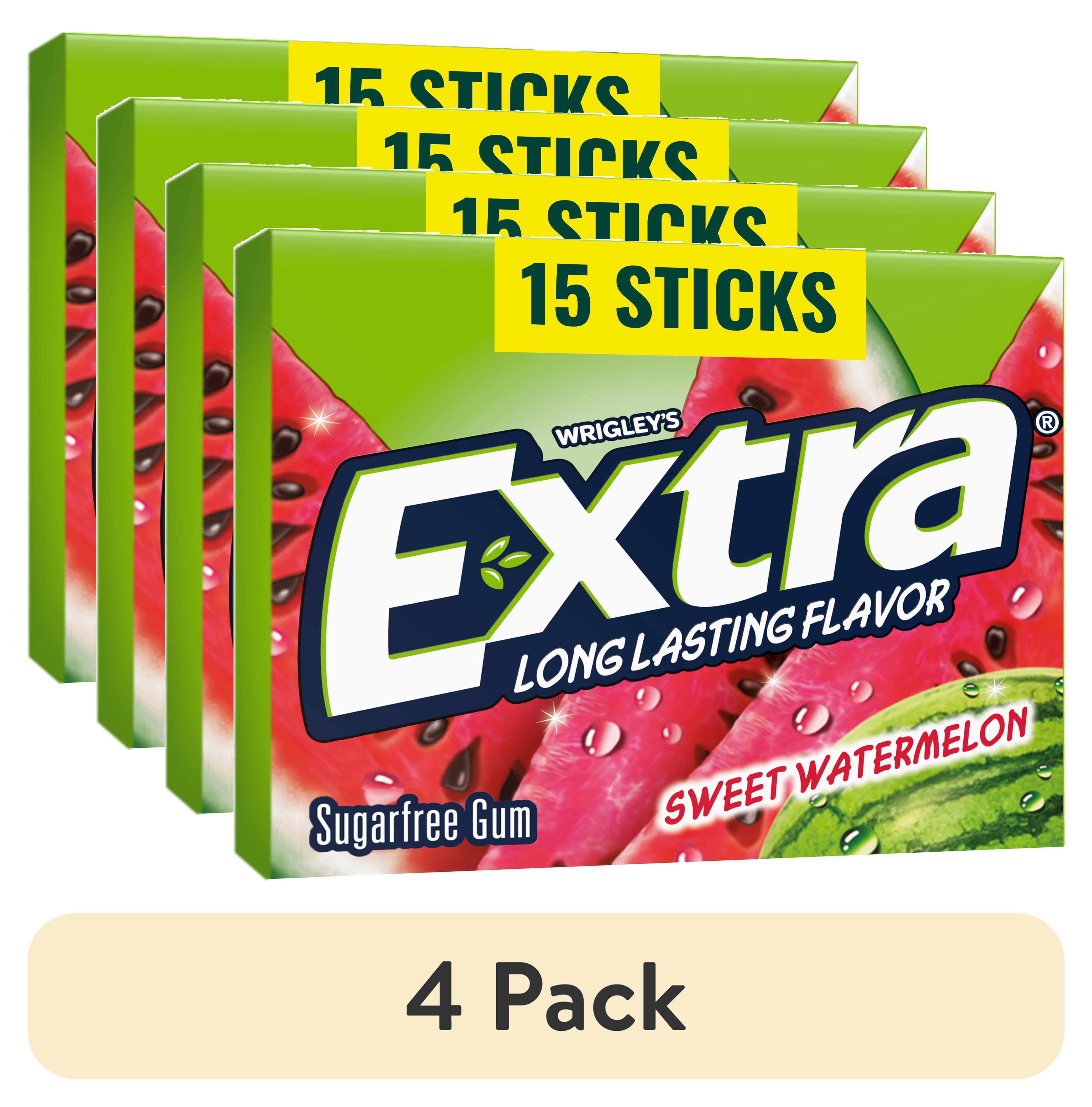 (4 pack) Extra Sweet Watermelon Sugar Free Chewing Gum, Single Pack ...