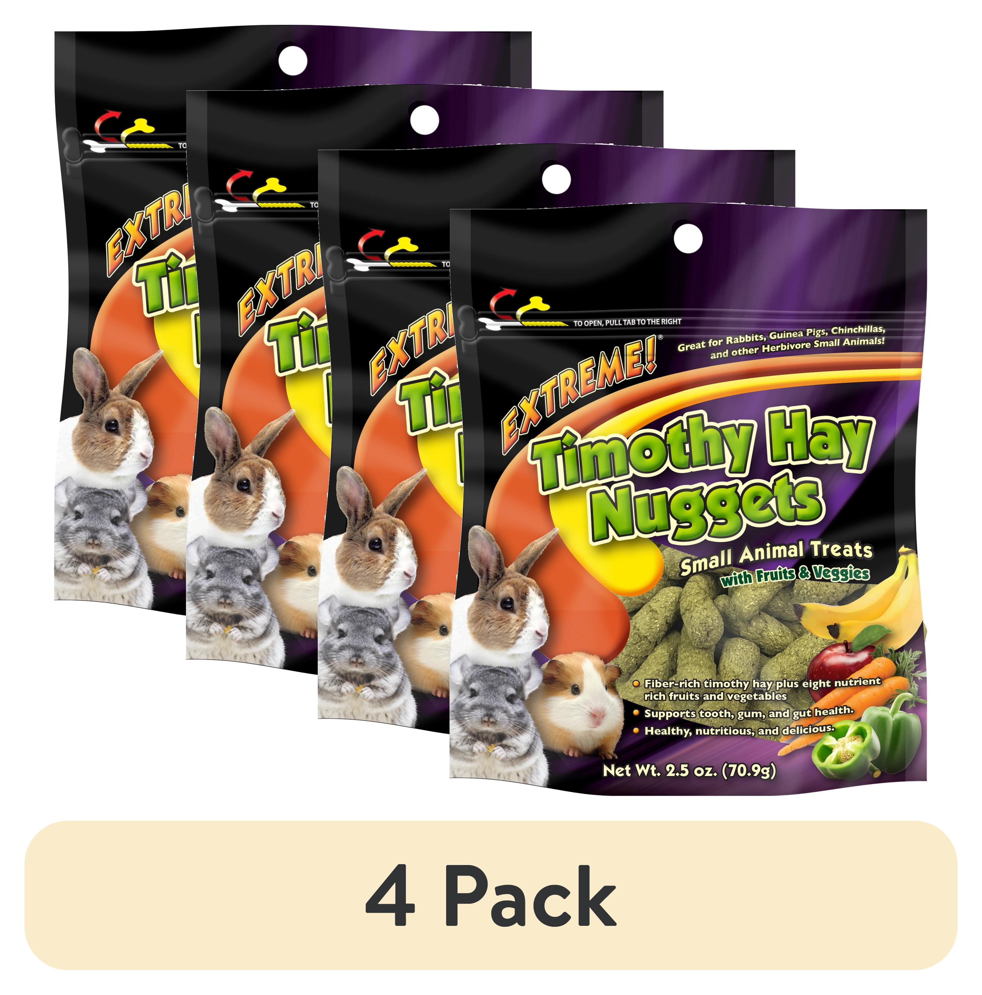 (4 pack) Extreme Timothy Hay Nuggets, Small Animal Treats, 2.5 oz ...