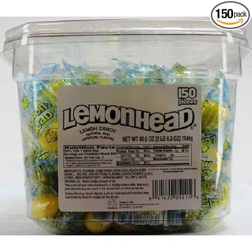 4 pack : FERRARA PAN LEMONHEAD LEMON FLAVOR CANDY - 150 count per pack ...