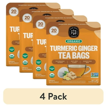 FGO Turmeric Ginger Tea, Organic, Eco-Conscious Tea Bags (100 Count ...