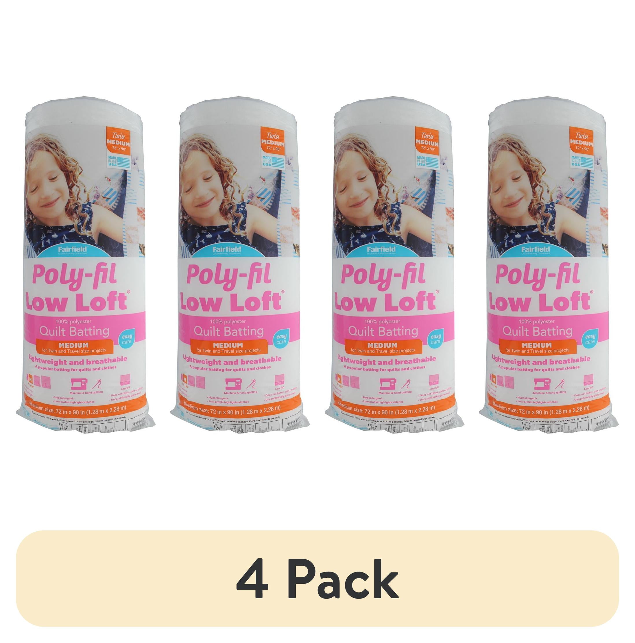 (4 pack) Fairfield Poly-Fil Low Loft Quilt Batting, Premium Polyester ...