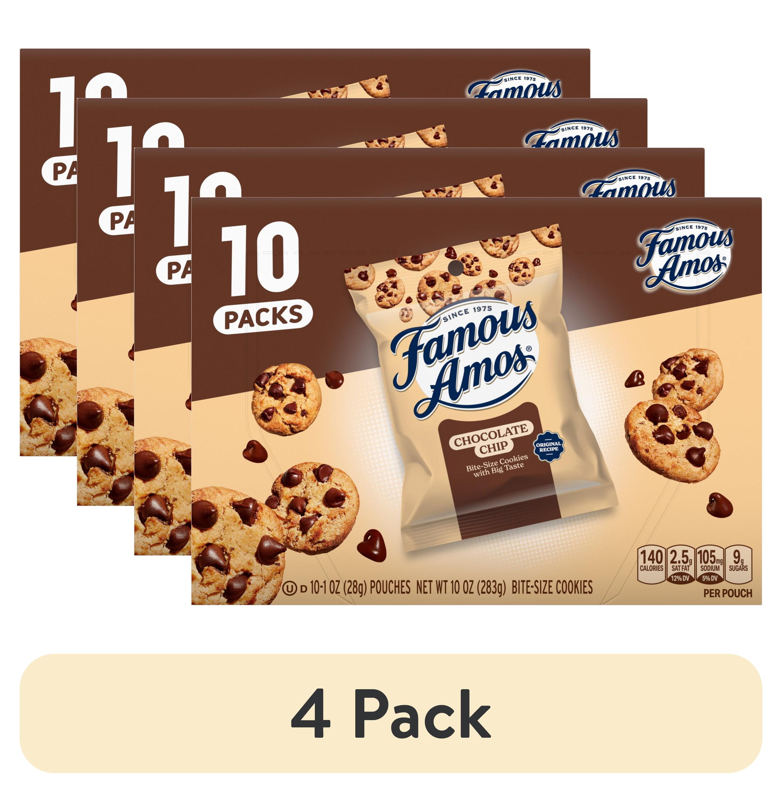 (4 pack) Famous Amos Classic Chocolate Chip Cookies, Bite-size cookies ...