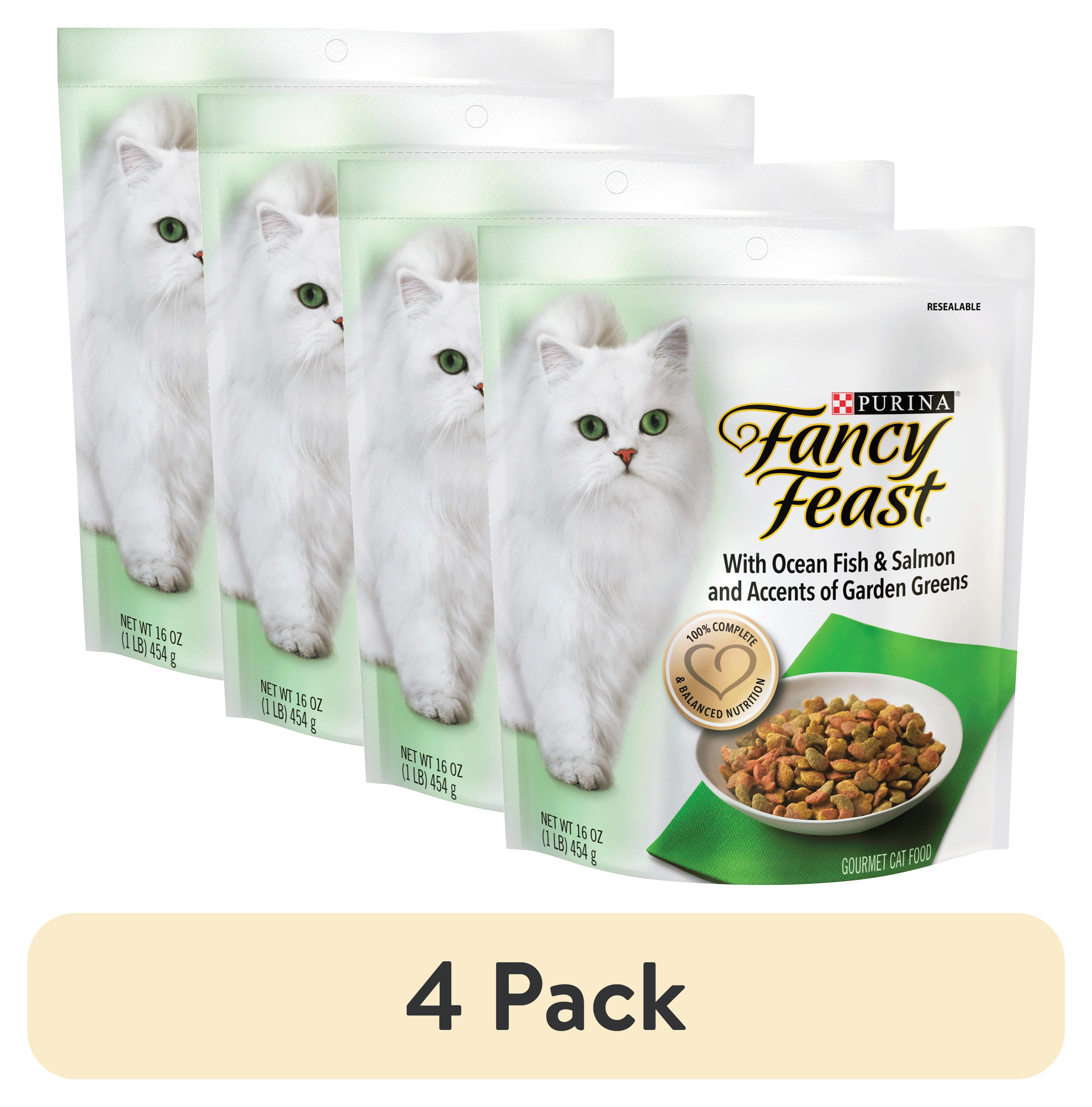 (4 pack) Fancy Feast Dry Cat Food, With Ocean Fish & Salmon, 16 oz. Bag ...