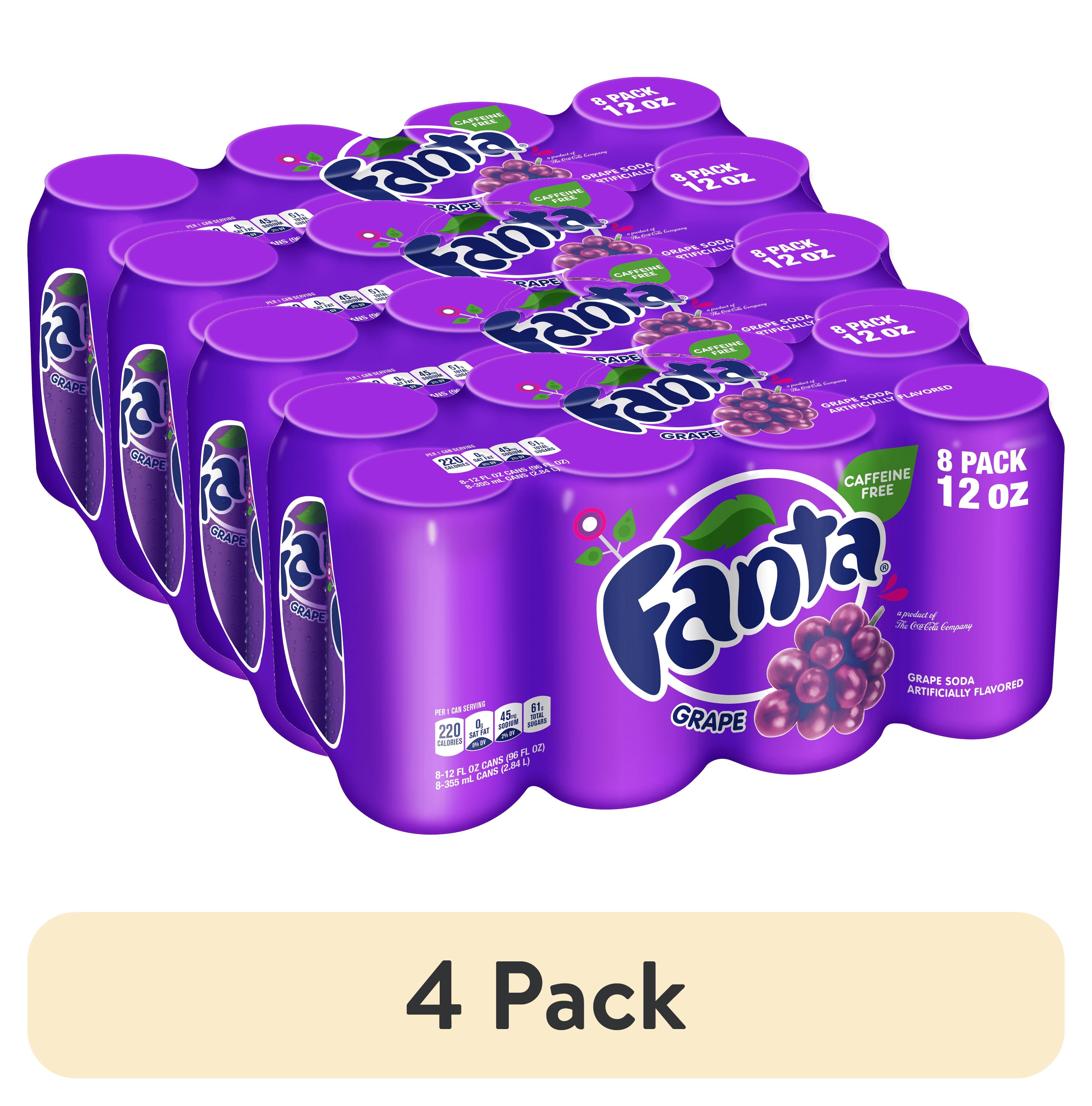 (4 pack) Fanta Grape, Fruit Soda Pop Soft Drink, 8 Pack 12 fl oz ...