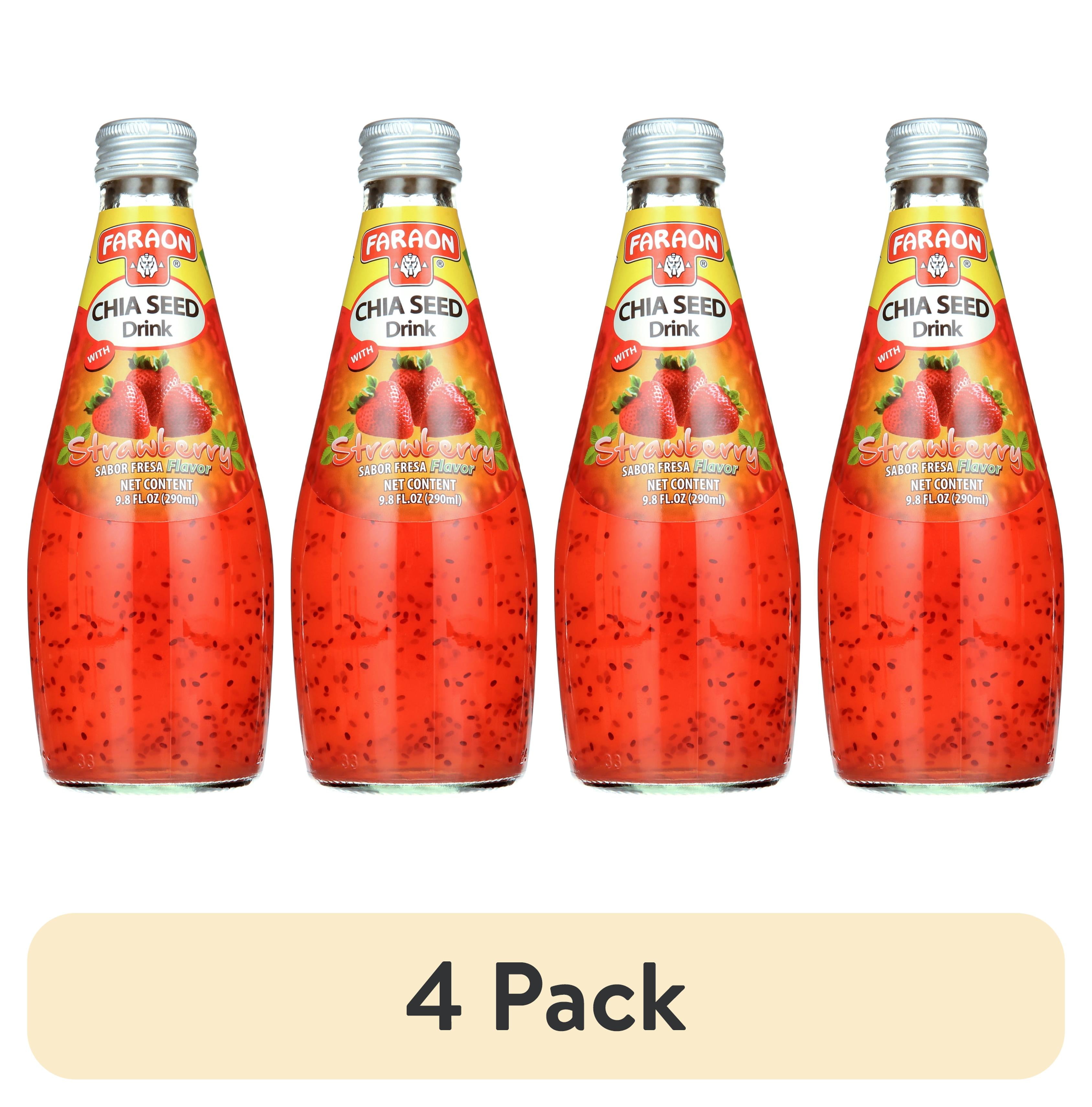 (4 pack) Faraon Chia Seed Juice, Strawberry Flavor, 9.8 Fl Oz - Walmart.com