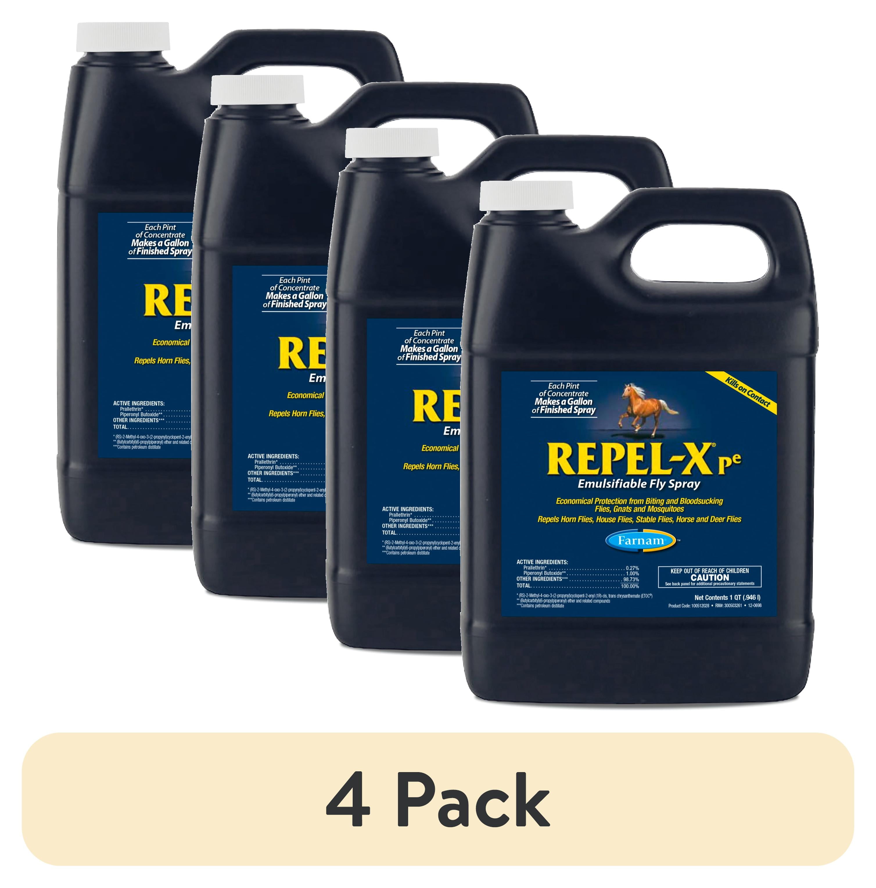(4 pack) Farnam Repel-X pe Concentrated Fly Spray for Horses, Just Add ...