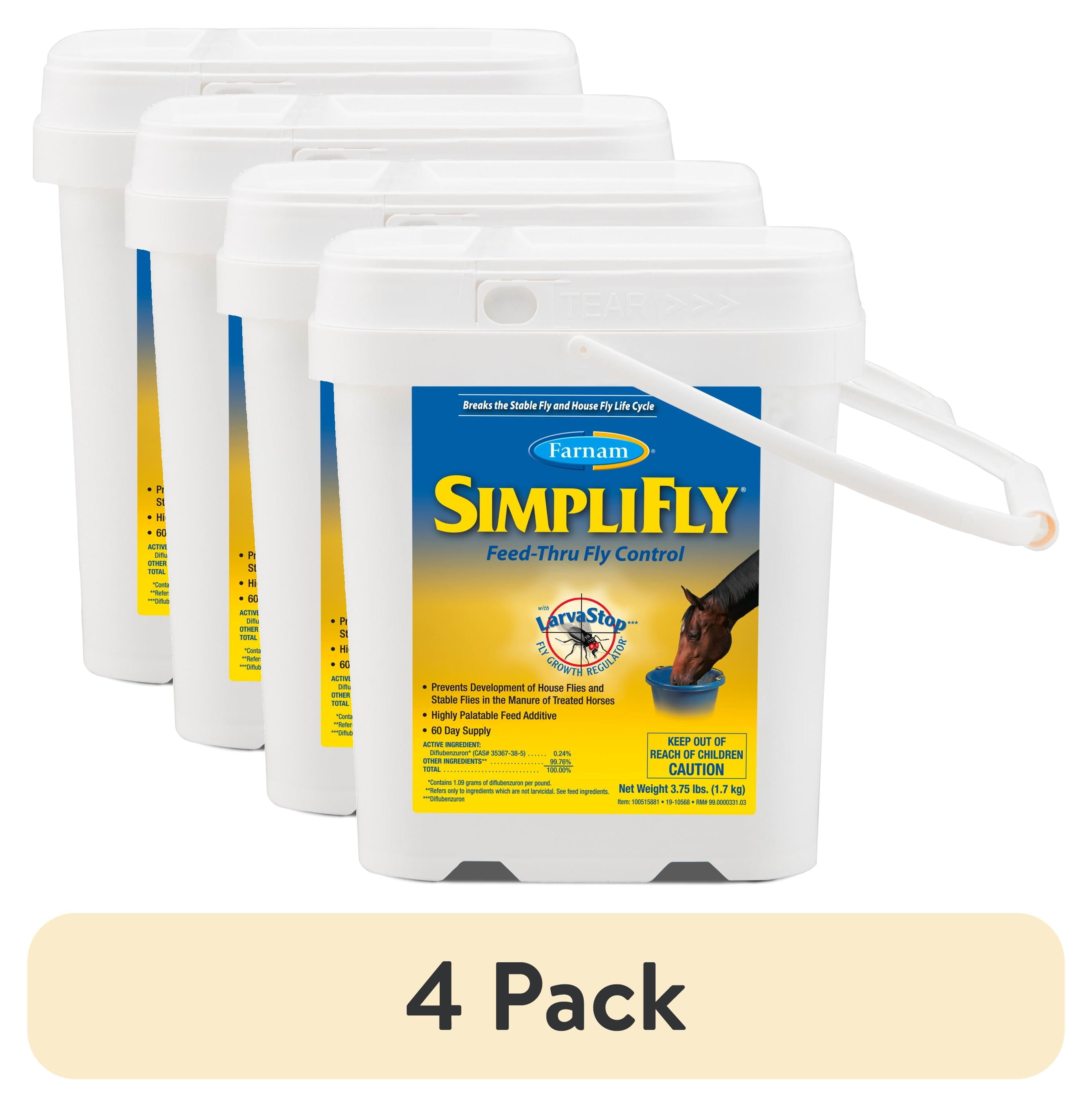 (4 pack) Farnam SimpliFly Feed-Thru Fly Control for Horses, Pellets, 60 ...