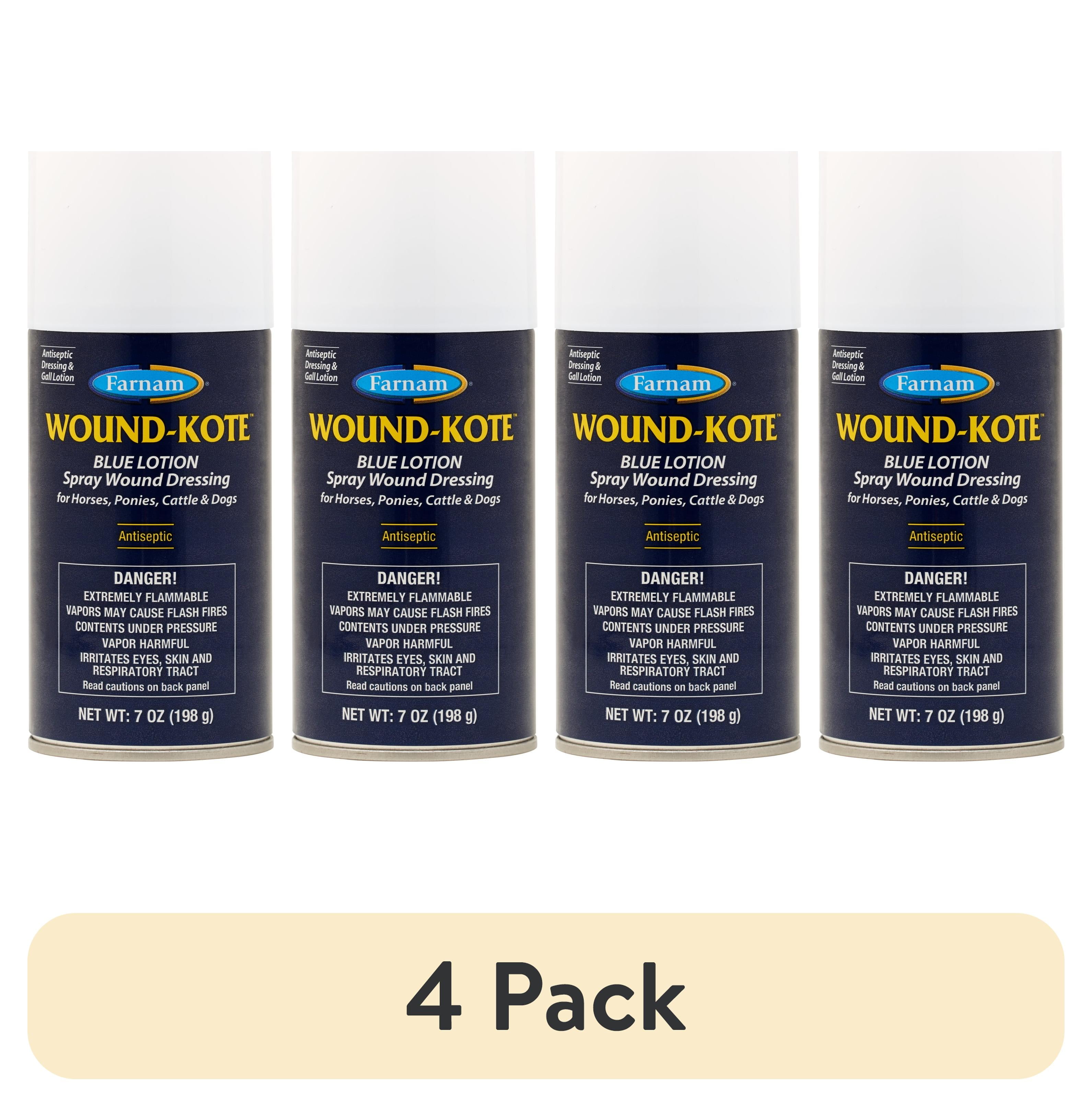 (4 pack) Farnam Wound-Kote Blue Lotion Spray Wound Dressing for use on ...