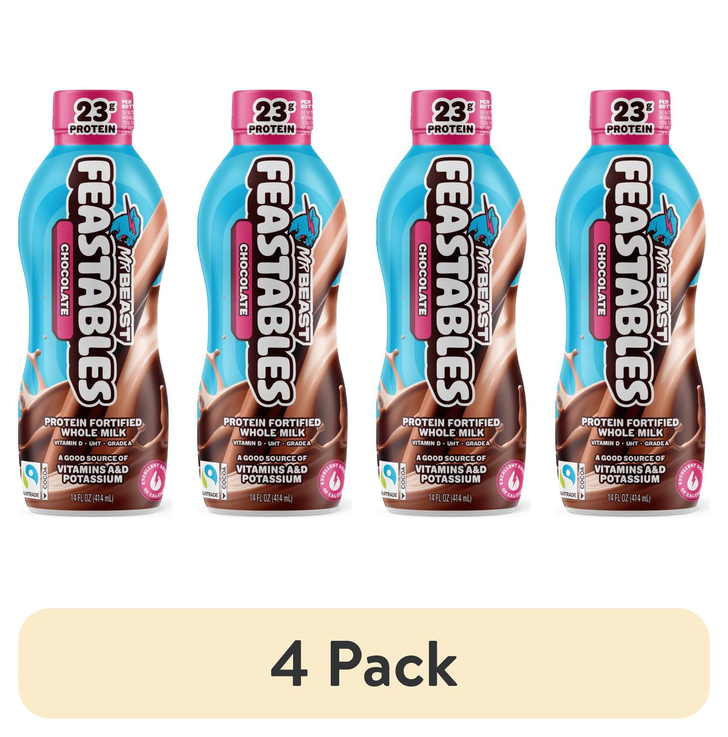 (4 pack) Feastables Protein Fortified Chocolate Milk, Shelf-Stable, 14 ...