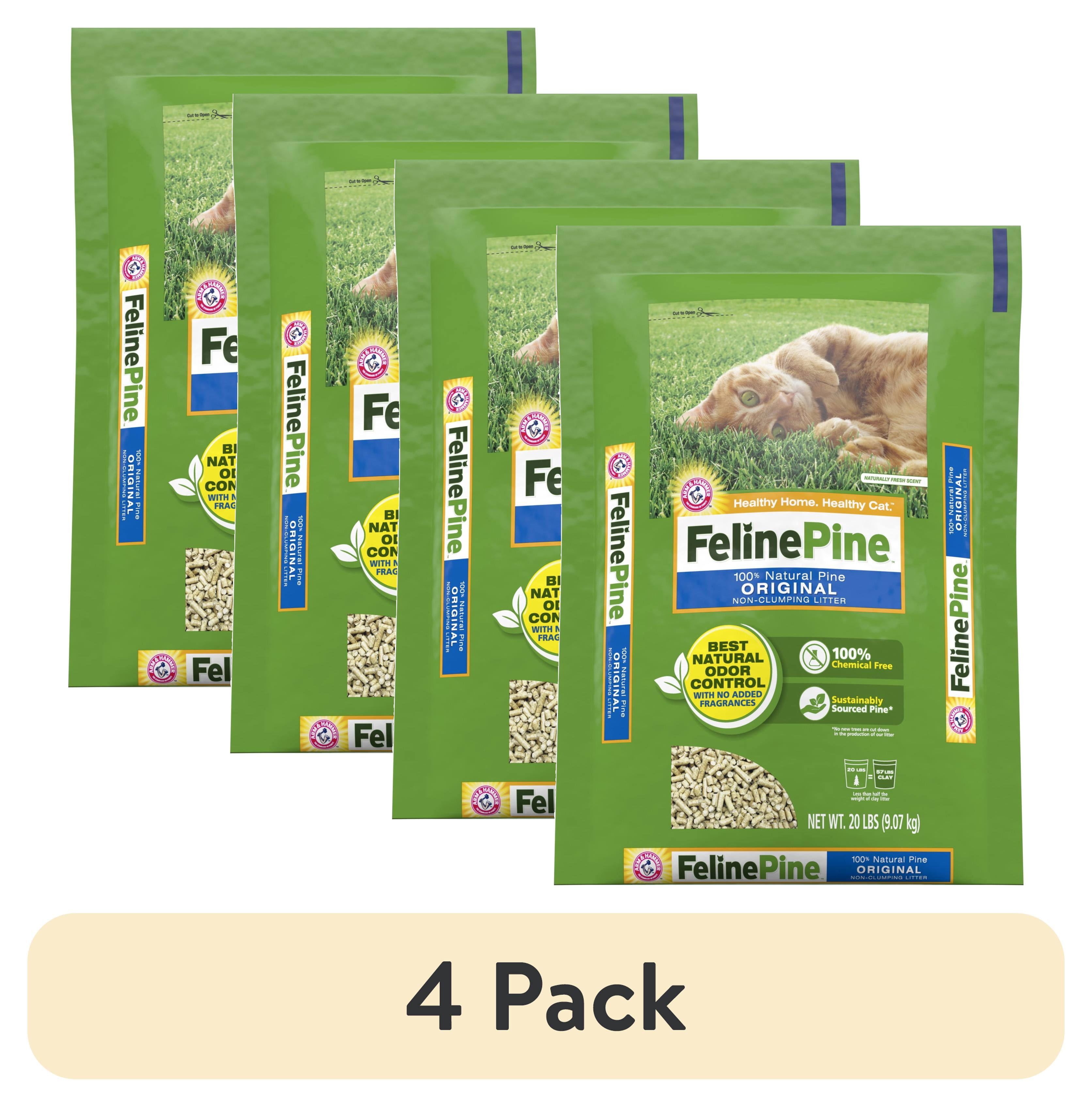 (4 pack) Feline Pine Original 100% Natural Cat Litter, 20 lb - Walmart.com