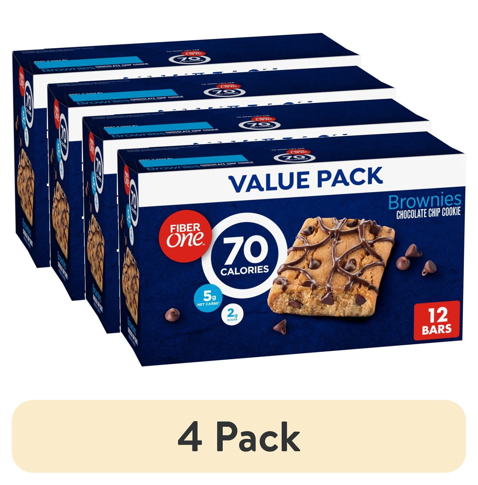 (4 pack) Fiber One 70 Calorie Brownies, Chocolate Chip Cookie, 2g Sugar ...