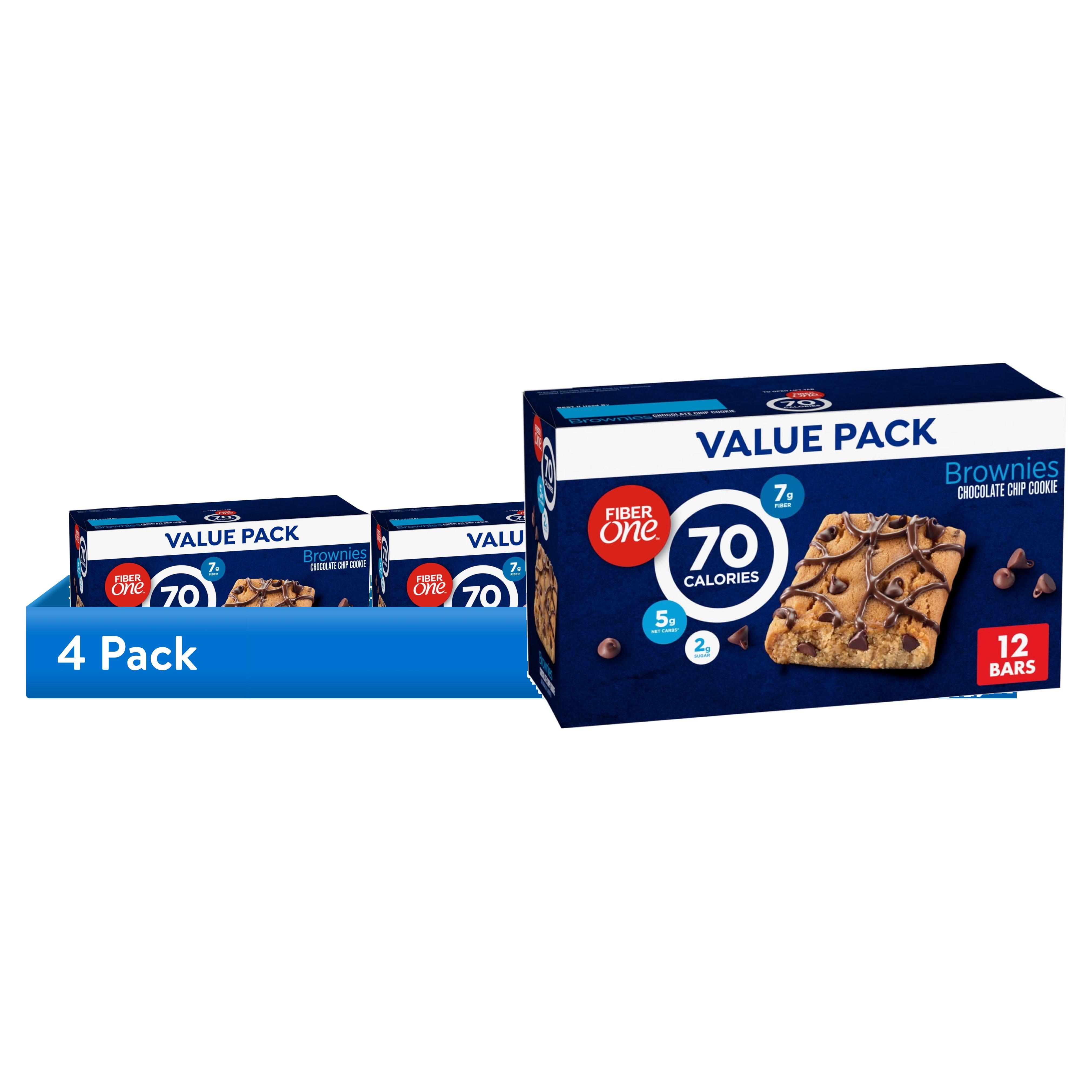 (4 pack) Fiber One 70 Calorie Brownies, Chocolate Chip Cookie, 2g Sugar ...