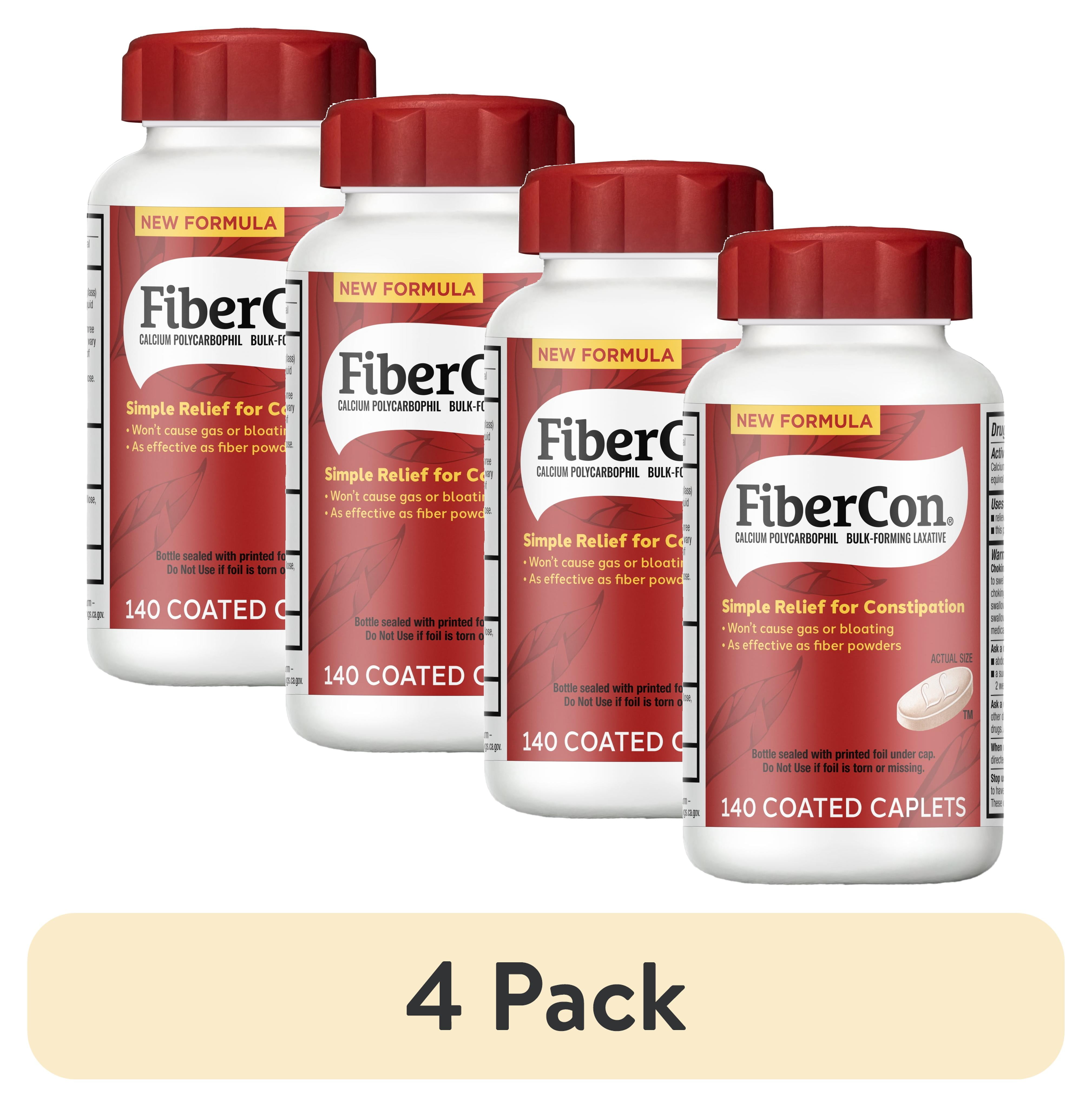 (4 pack) FiberCon Constipation Relief, 140 Caplets - Walmart.com