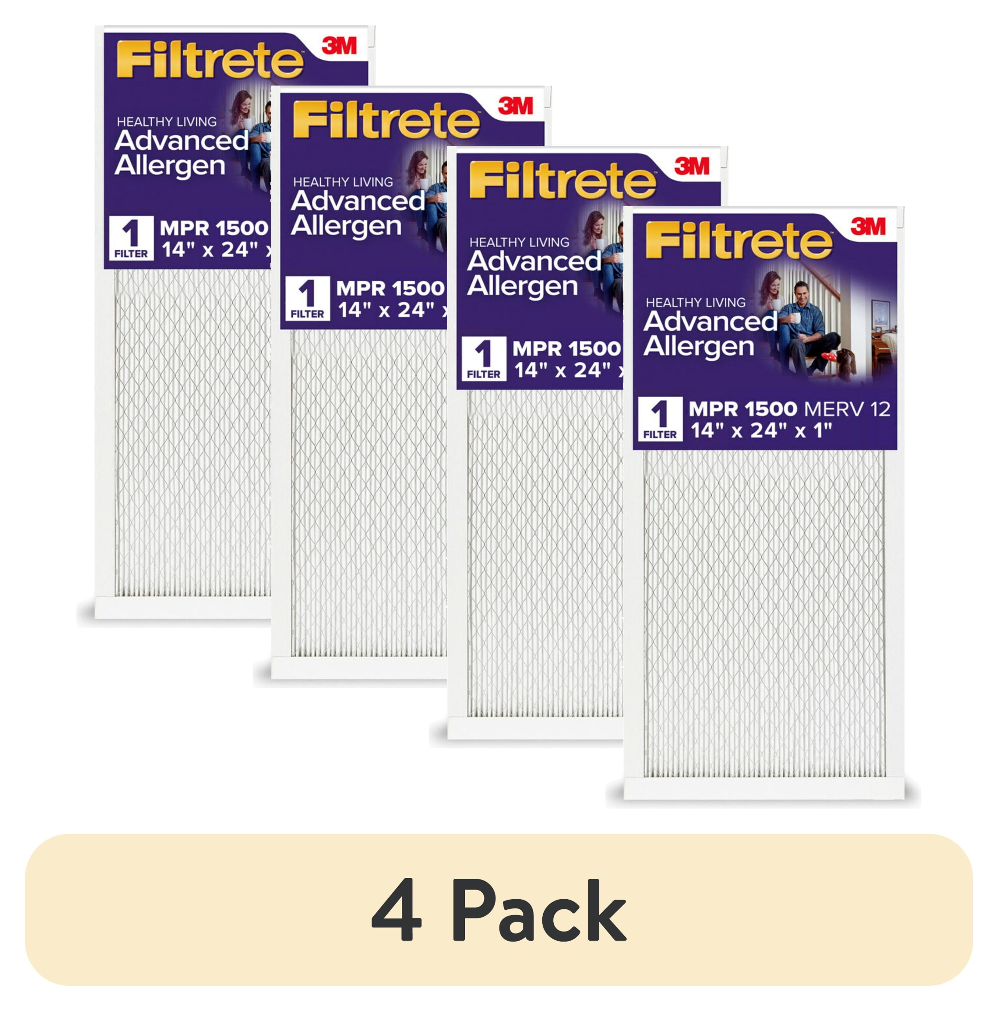 (4 pack) Filtrete 14x24x1 Air Filter, MPR 1500 MERV 12, Advanced ...