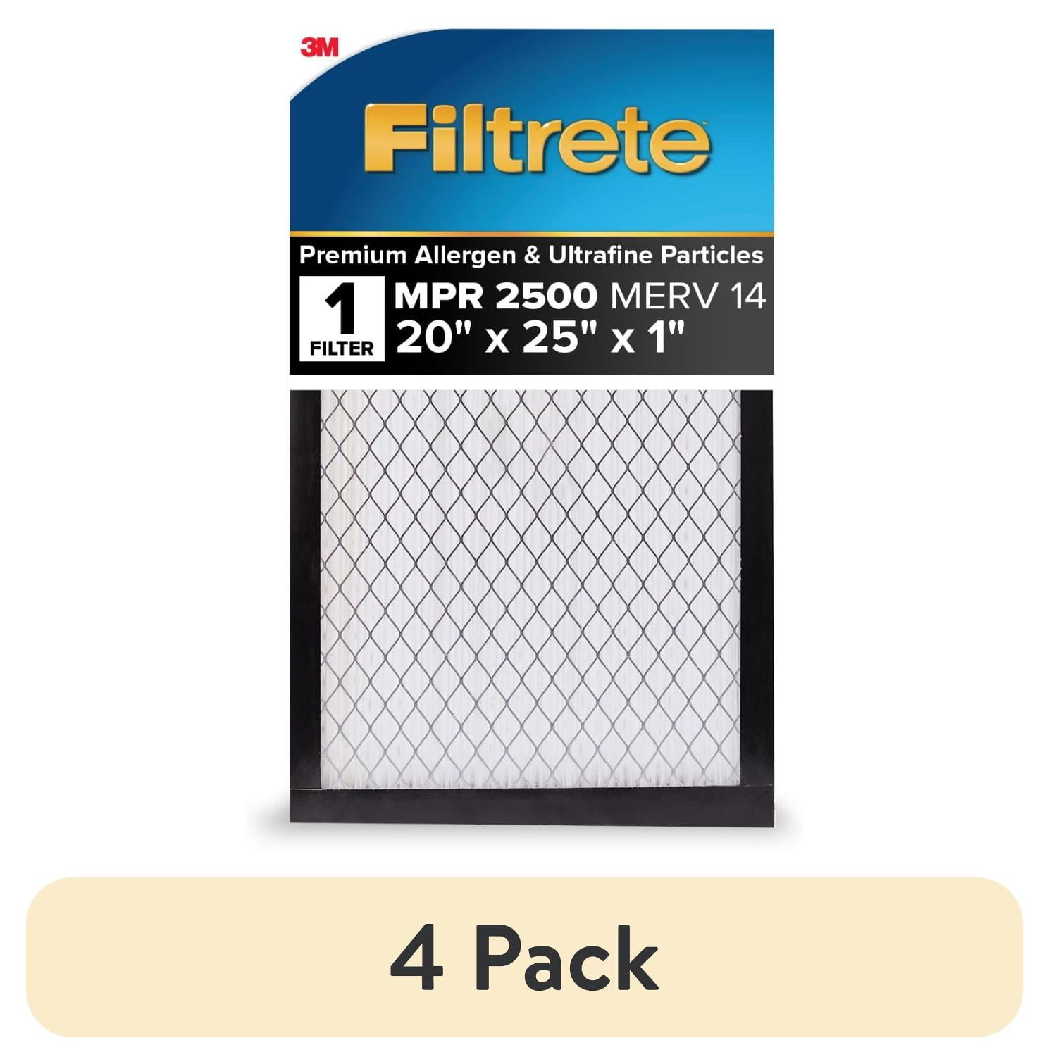 (4 pack) Filtrete 20x25x1 HVAC Furnace Air Filter, MPR 2500 MERV 14 ...
