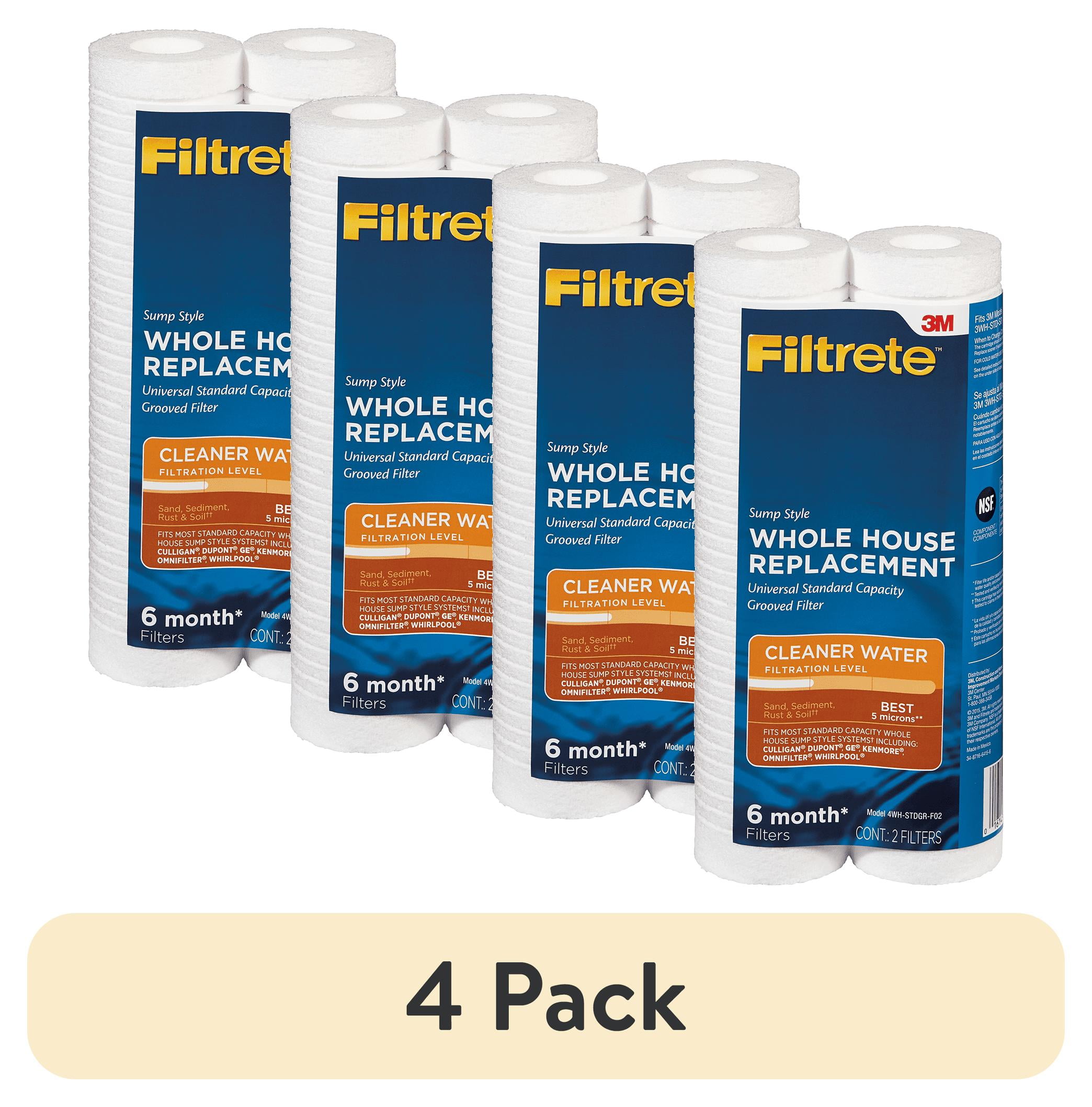 (4 pack) Filtrete Standard Capacity Whole House Grooved Replacement ...