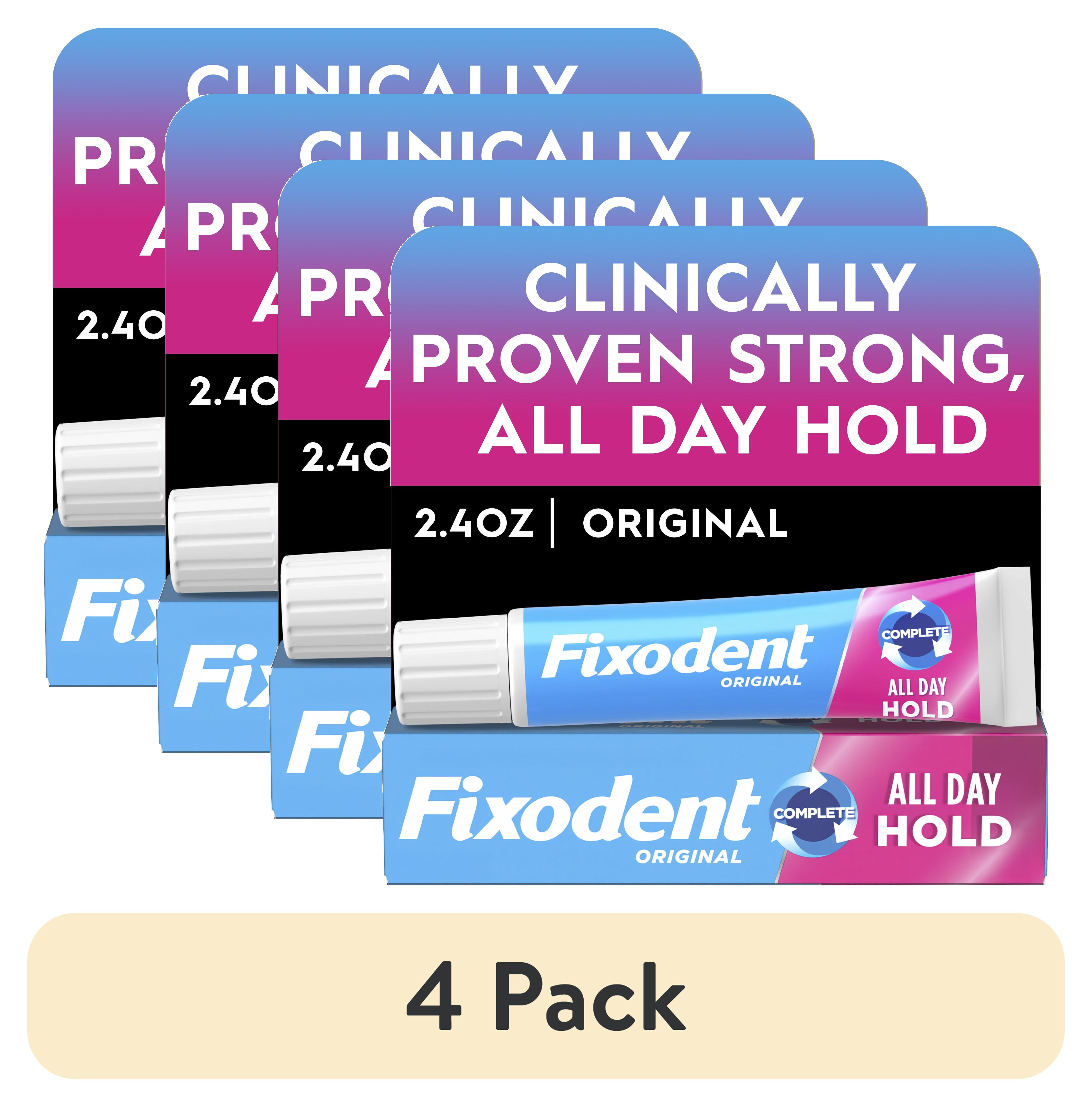 (4 pack) Fixodent Denture Adhesive Cream Original, All Day Hold for ...