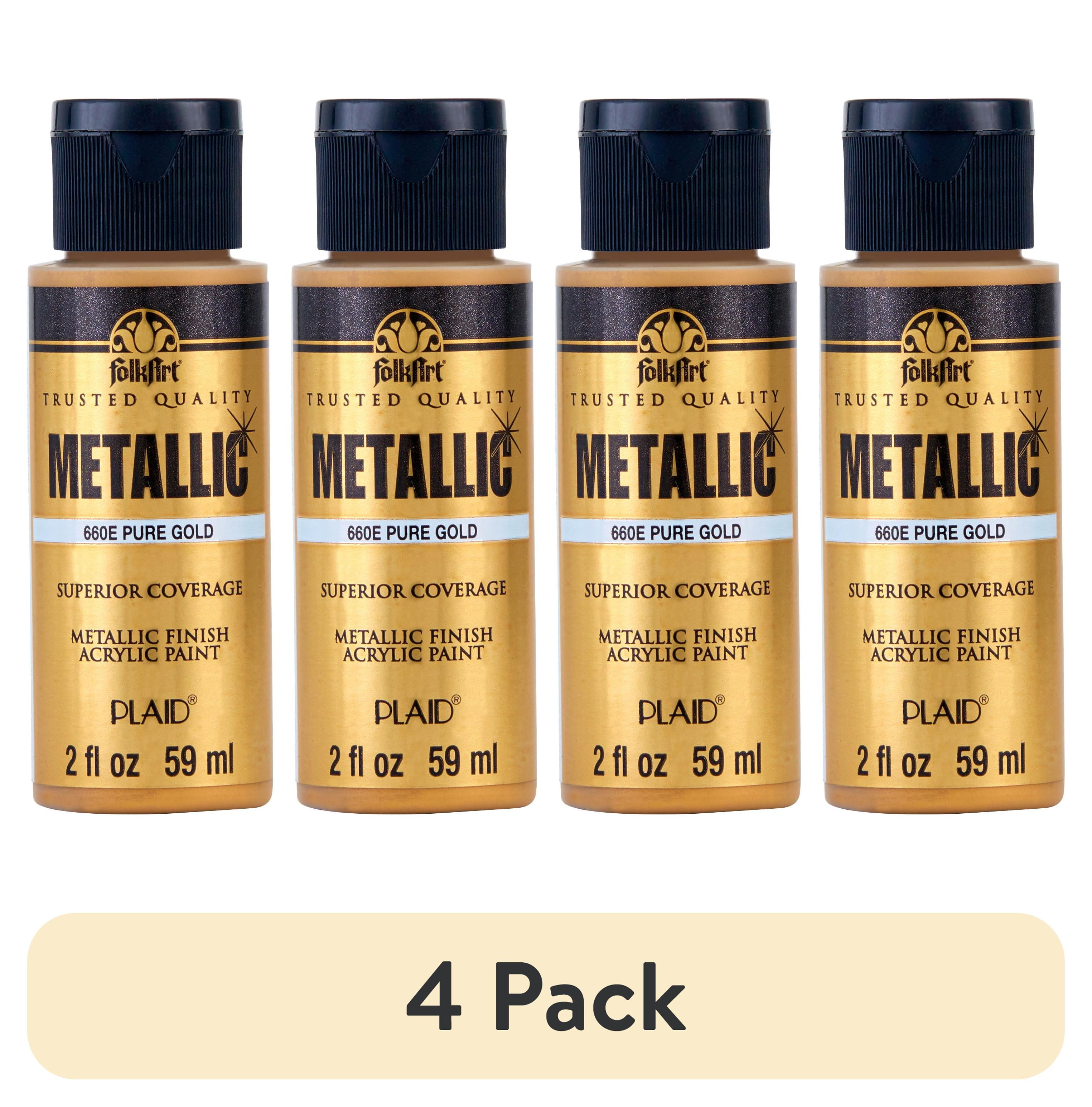 (4 pack) FolkArt Metallic Acrylic Craft Paint, Metallic Finish, Pure ...