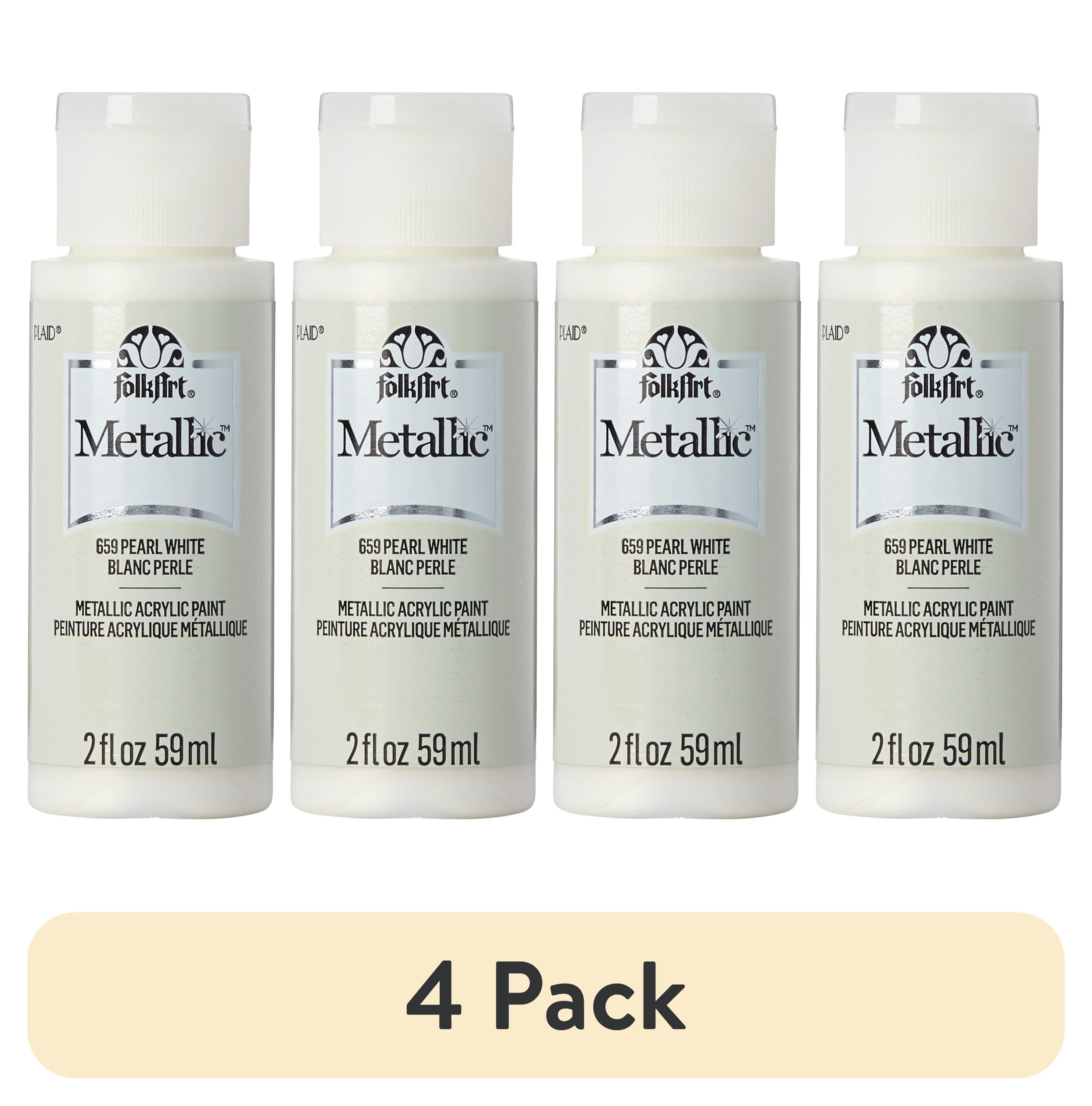 (4 pack) FolkArt Metallic Acrylic Craft Paint, Metallic Finish, Pearl ...