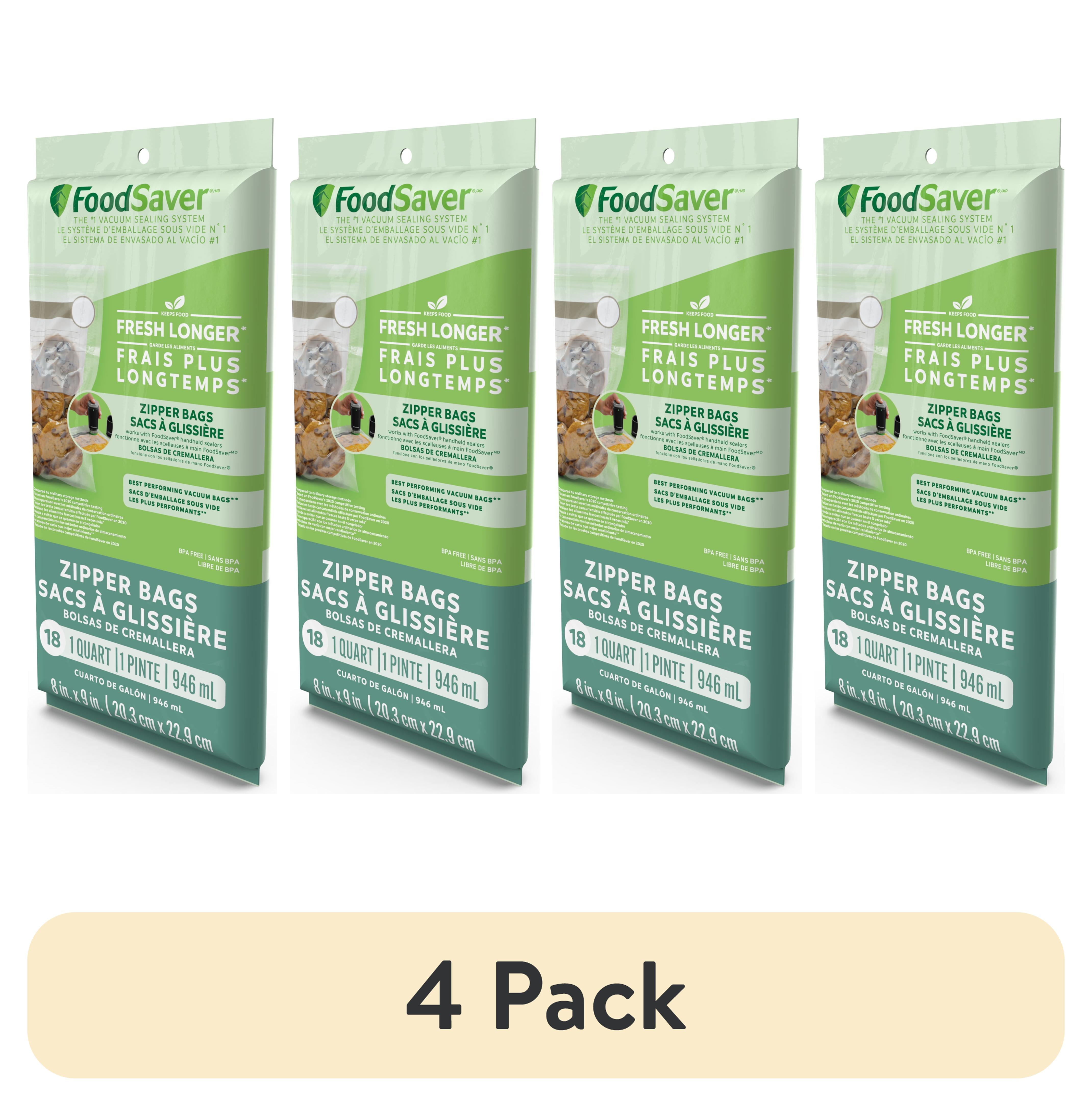 (4 pack) FoodSaver Vacuum Seal Zipper Bags, 1 Quart, 18 Count - Walmart.com