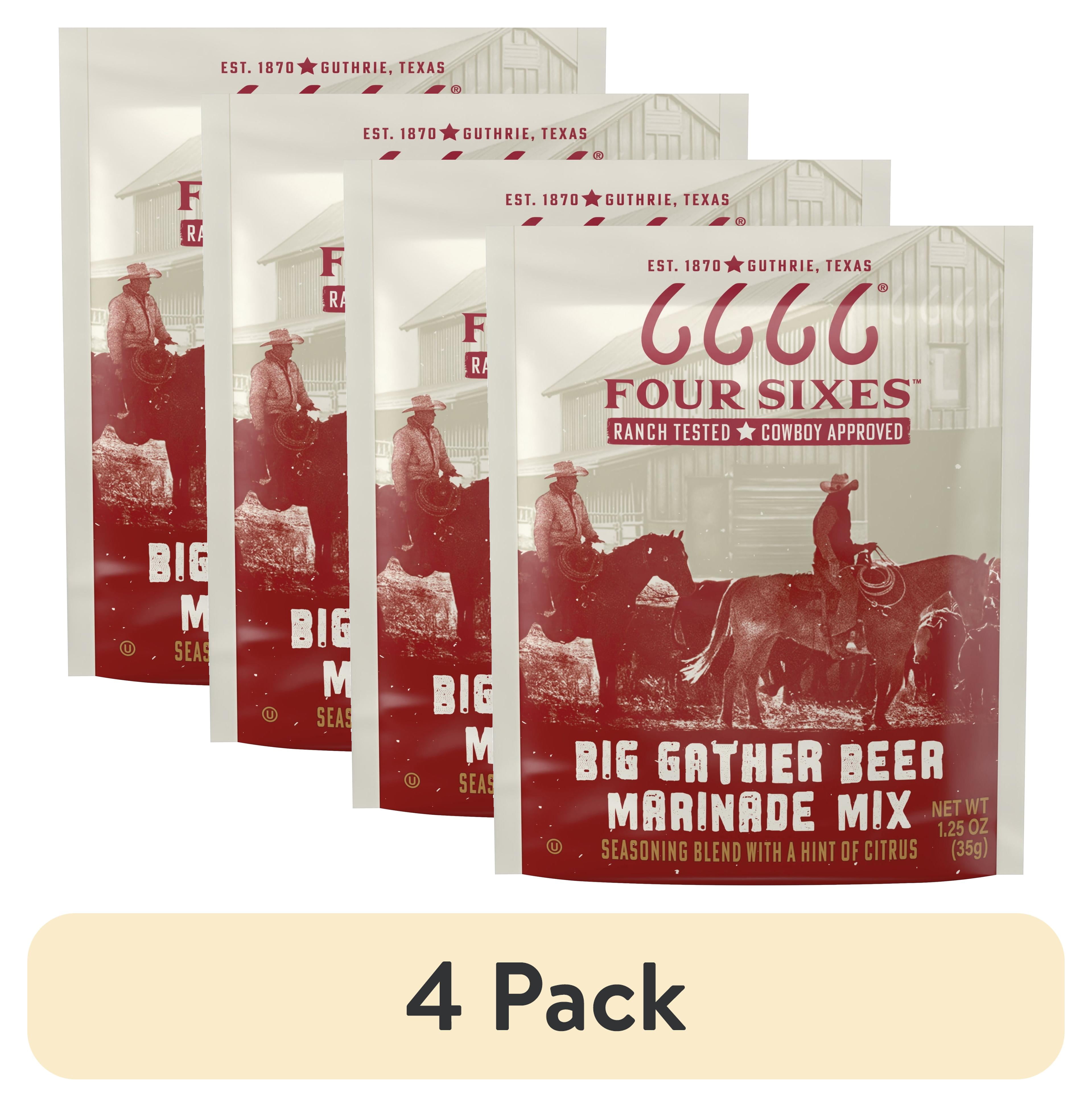 (4 pack) Four Sixes Big Gather Beer Marinade Mix, Meat Marinade, Hint ...