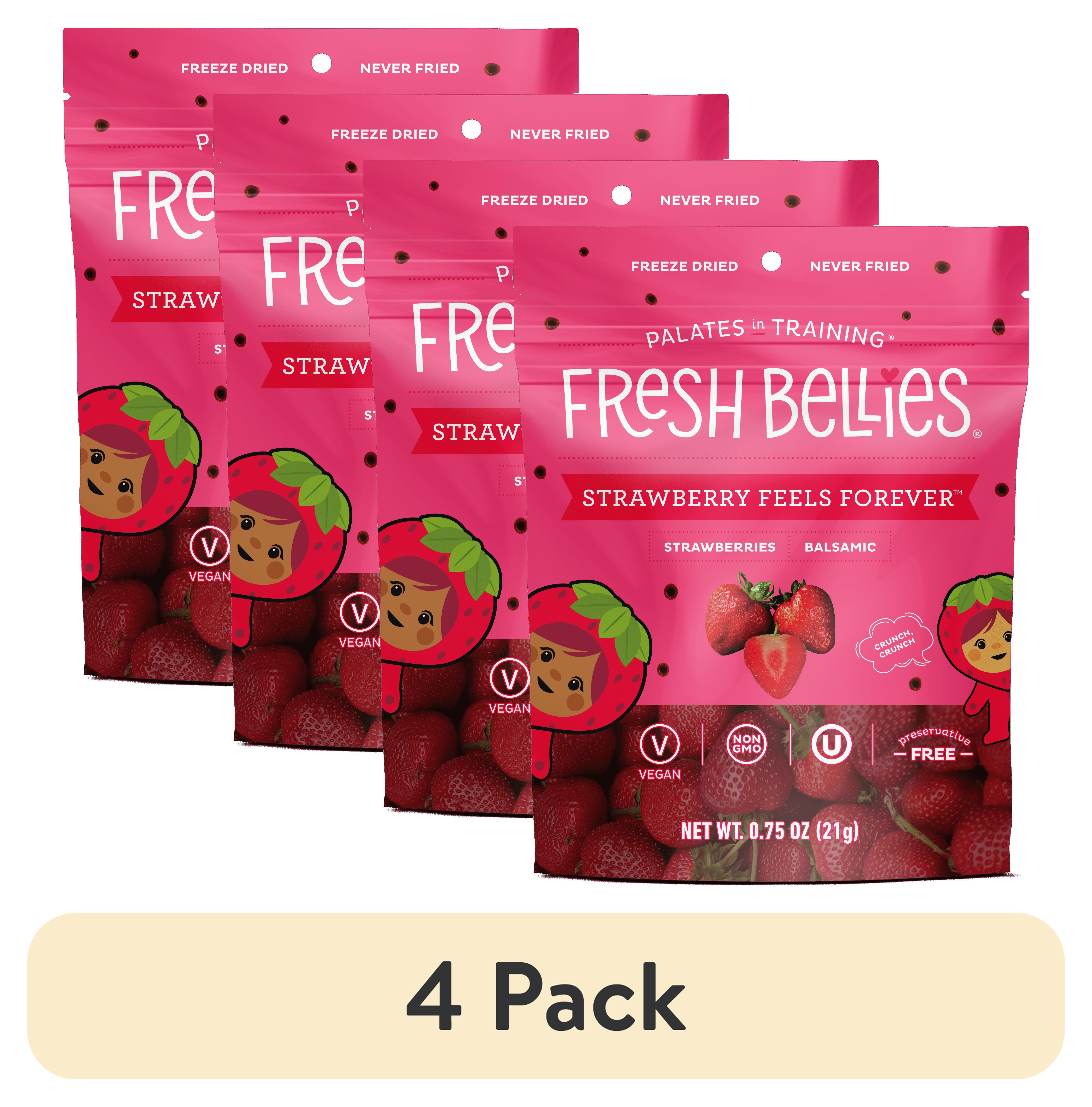 (4 pack) Fresh Bellies Toddler Treat, Strawberry Feels Forever, 0.75oz ...