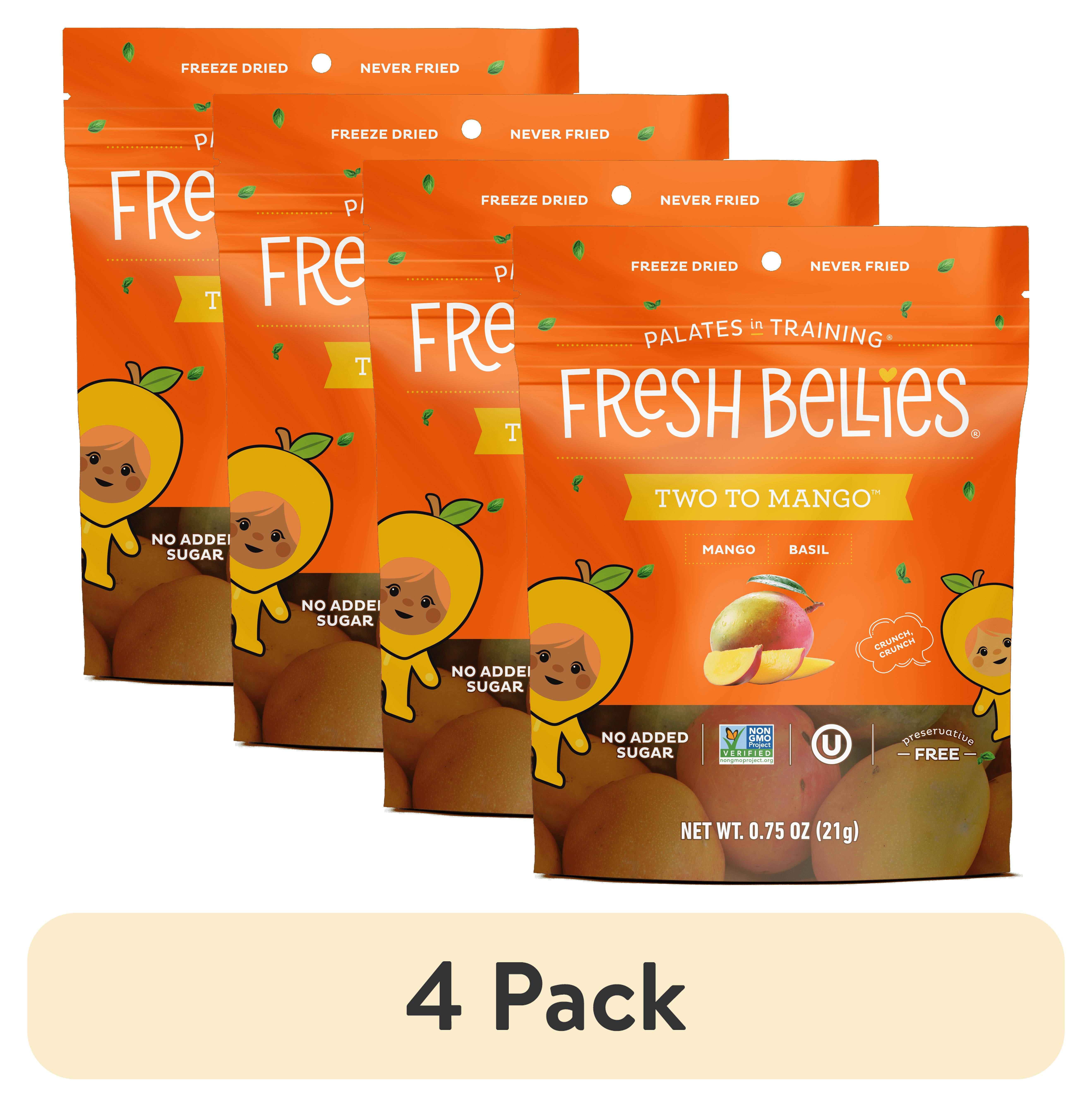 (4 pack) Fresh Bellies - Two to Mango & Basil Freeze Dried Snacks for ...