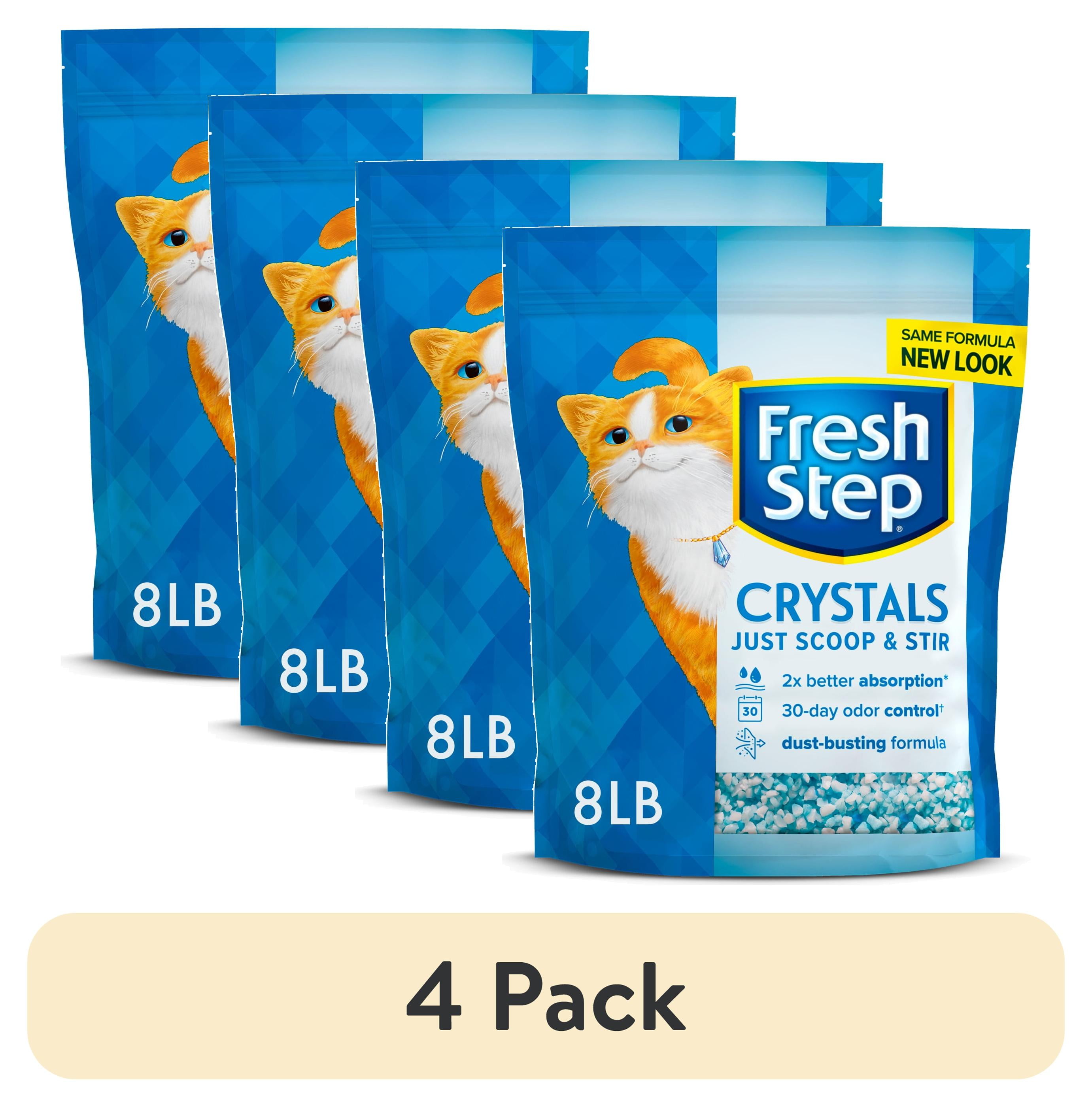 (4 pack) Fresh Step Crystals, Premium Cat Litter, Scented, 8 lbs ...