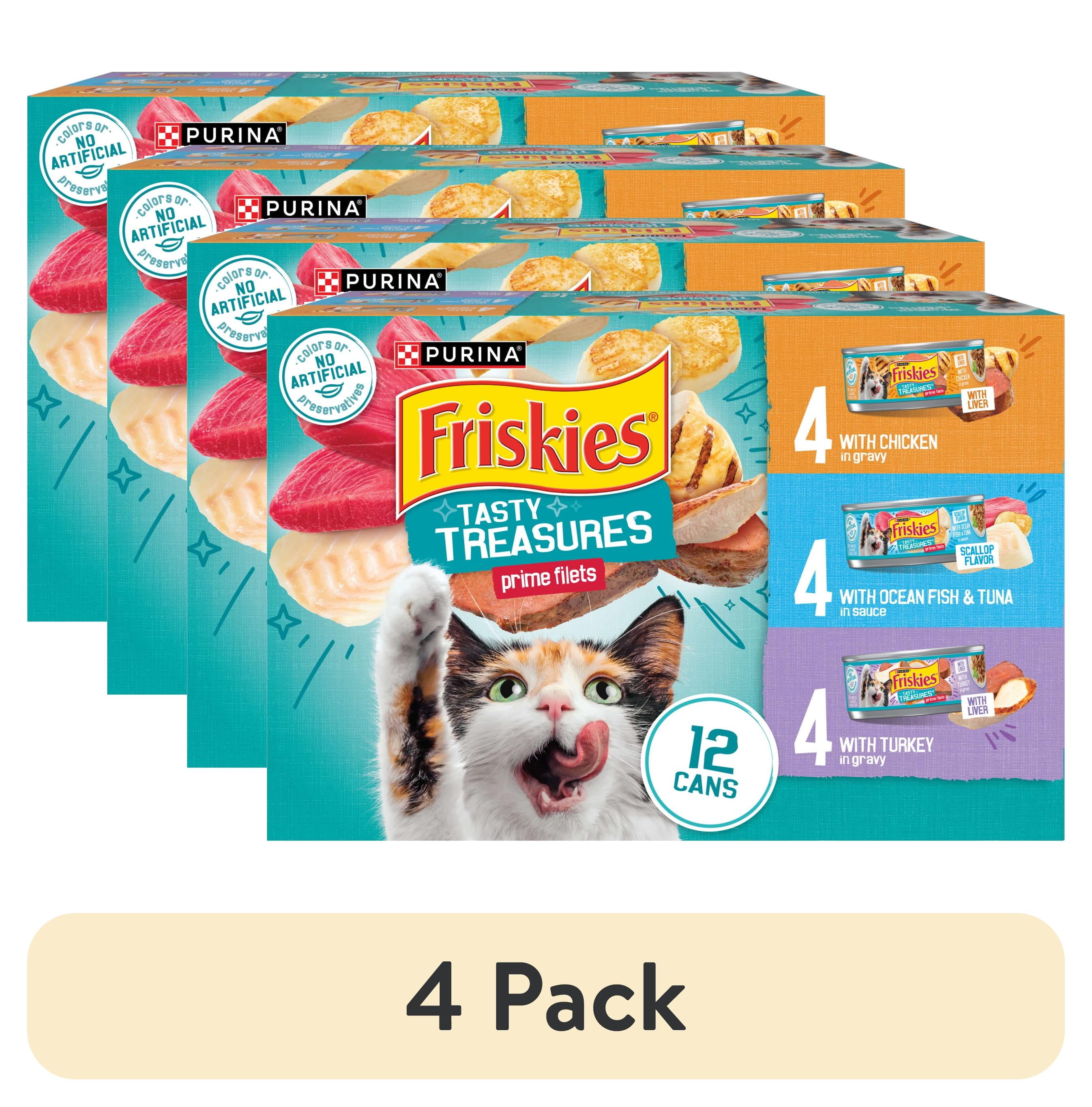 (4 pack) Friskies Gravy Tasty Treasures Prime Filets, Wet Cat Food, 12 ...