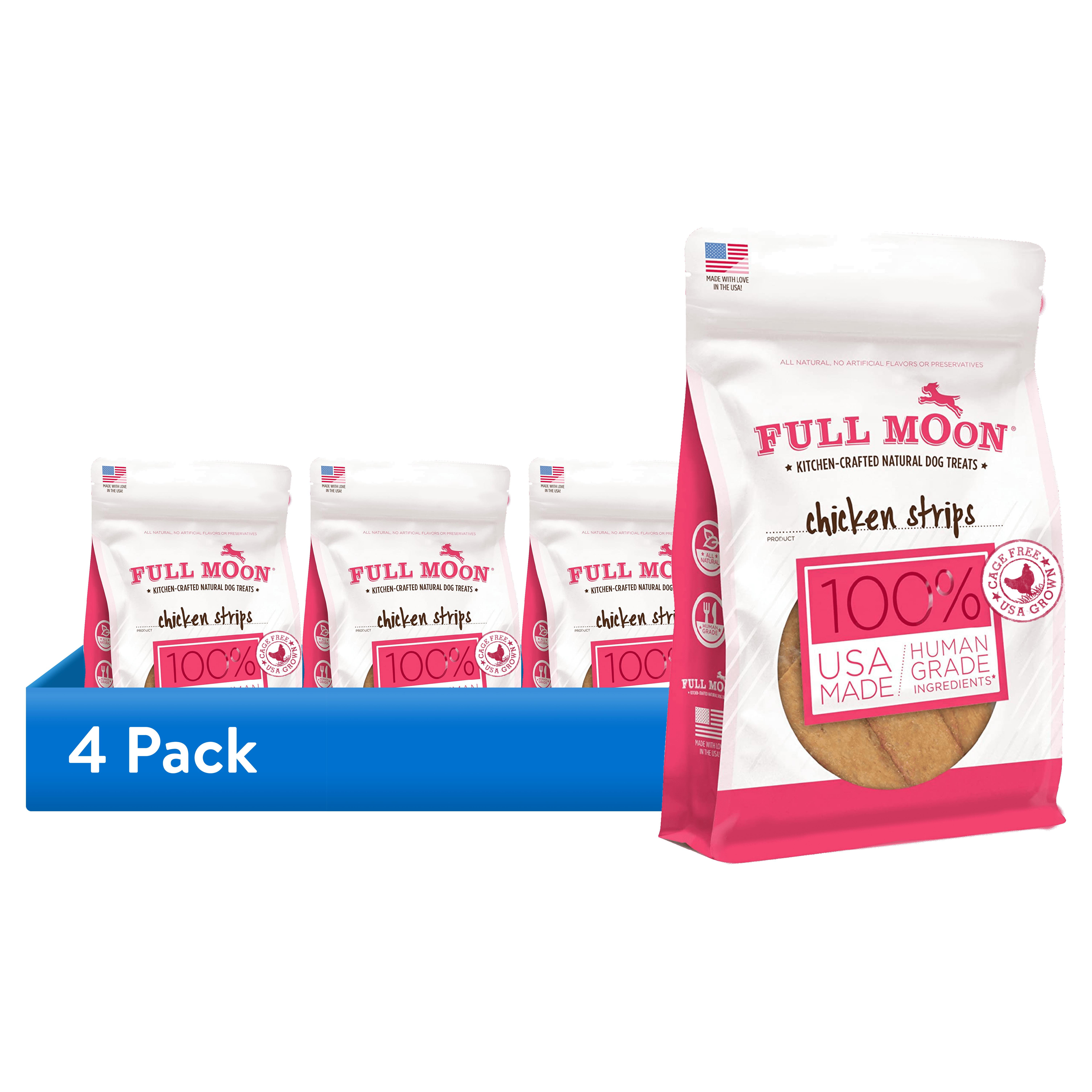 (4 pack) Full Moon All Natural Human Grade Dog Treats, Chicken Strips ...