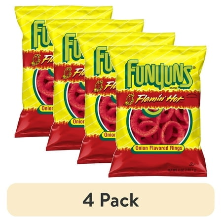 (4 pack) Funyuns Flamin' Hot Onion Flavored Rings, 6 oz Bag - Walmart.com