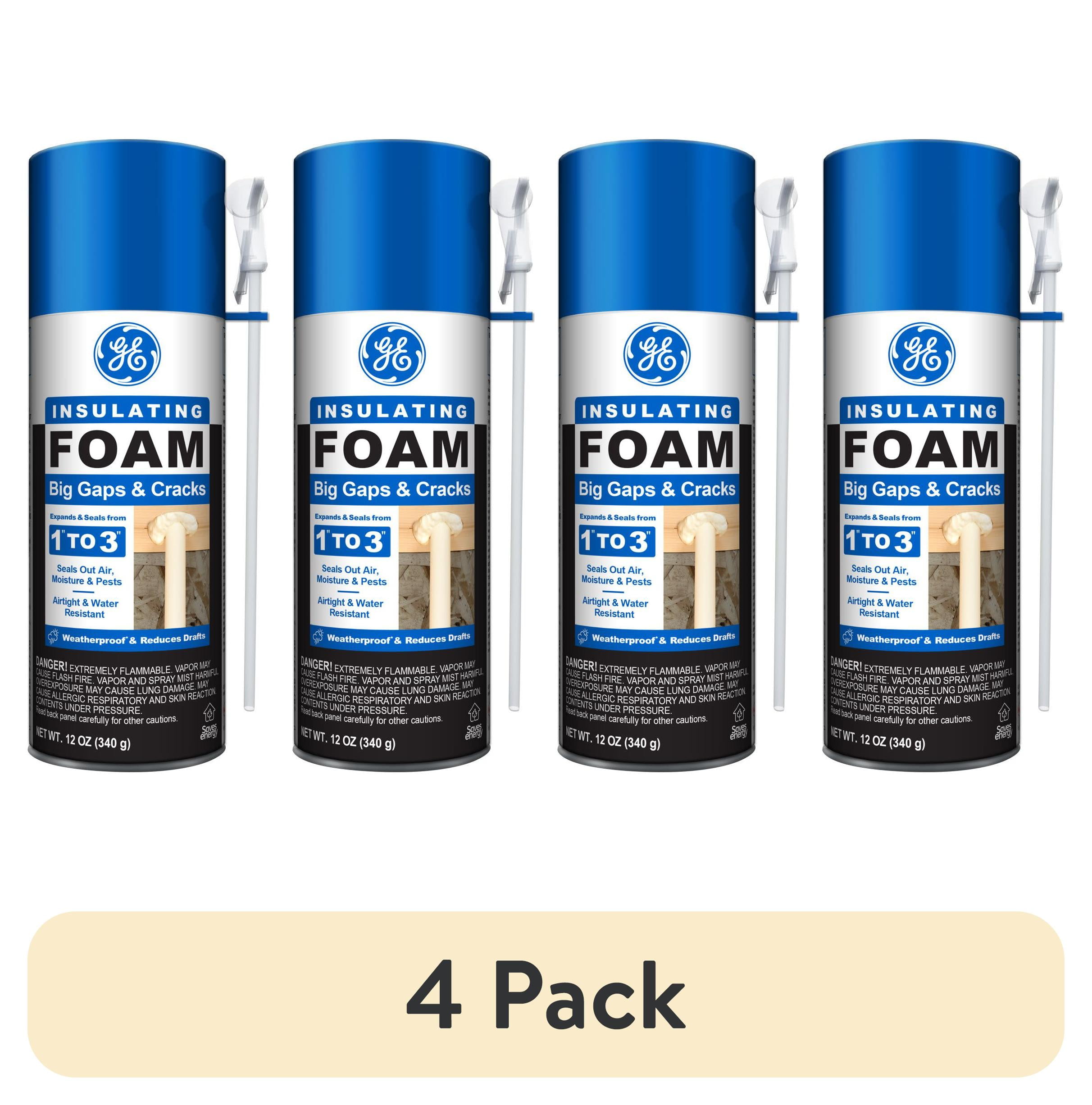 (4 pack) GE Big Gaps & Cracks Insulating Foam, Pack of 1, Yellow 12 oz Can - Walmart.com