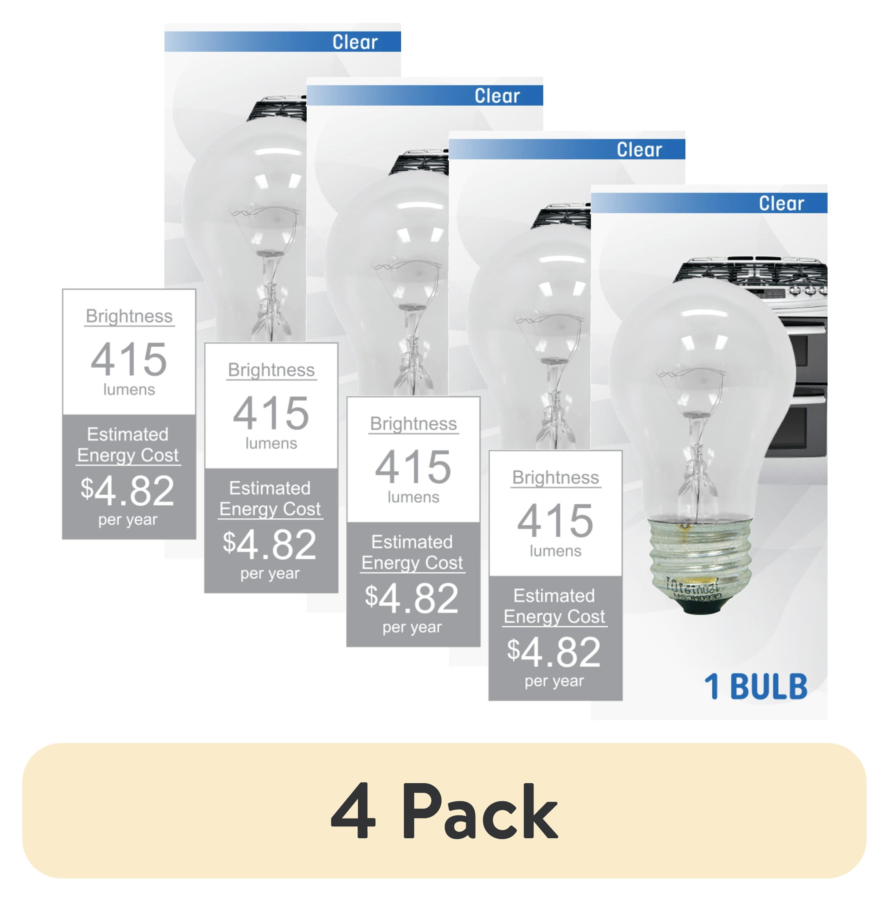 (4 pack) GE Incandescent Light Bulb, 40 Watt, Soft White, A15 Appliance Bulb, Medium Base, Clear ...