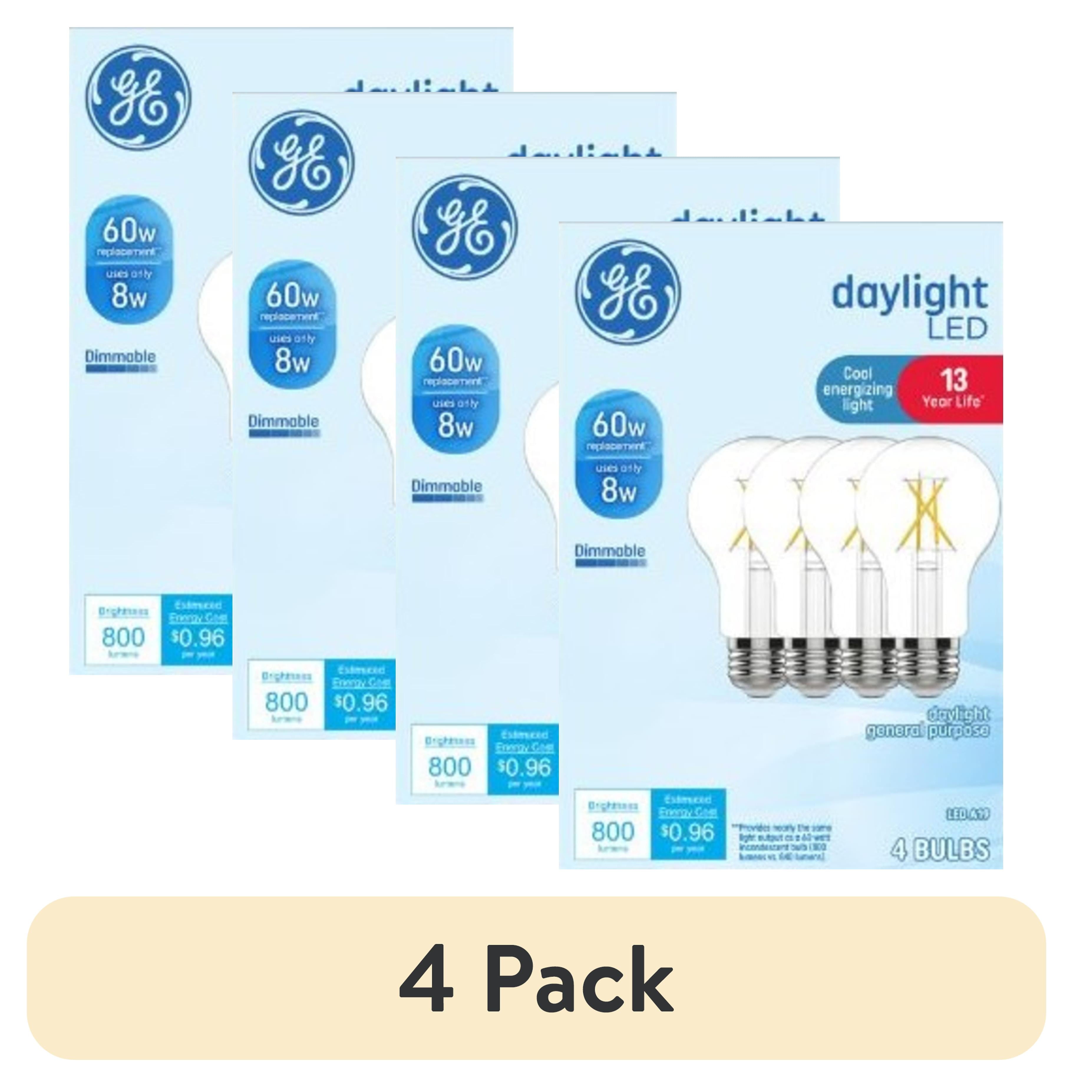 (4 pack) GE LED Light Bulbs, 60 Watt, Daylight, A19 Bulbs, Medium Base ...