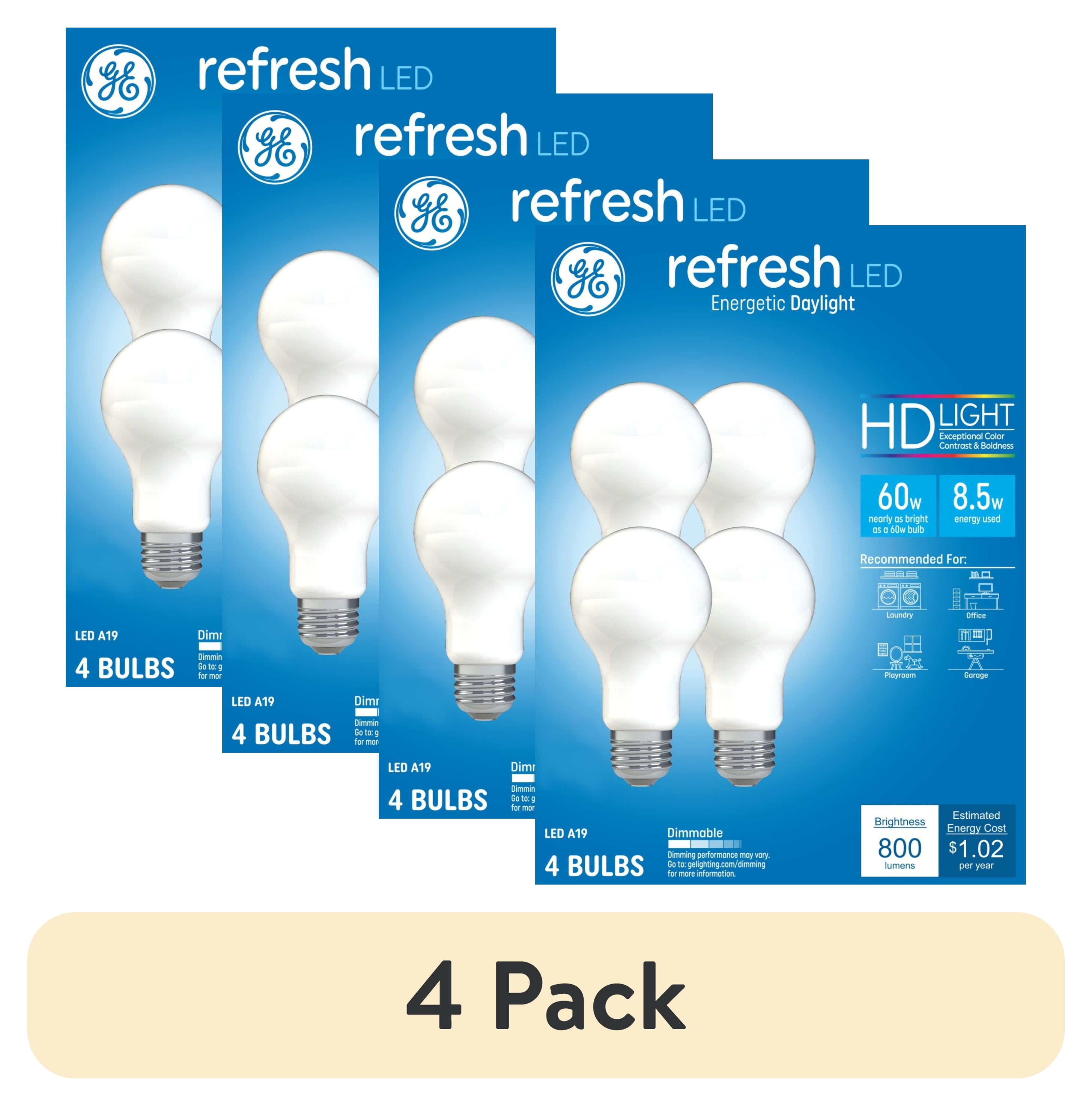 (4 pack) GE Refresh HD LED Light Bulbs, 60 Watt, Daylight, A19 Bulbs, Medium Base, Frosted ...