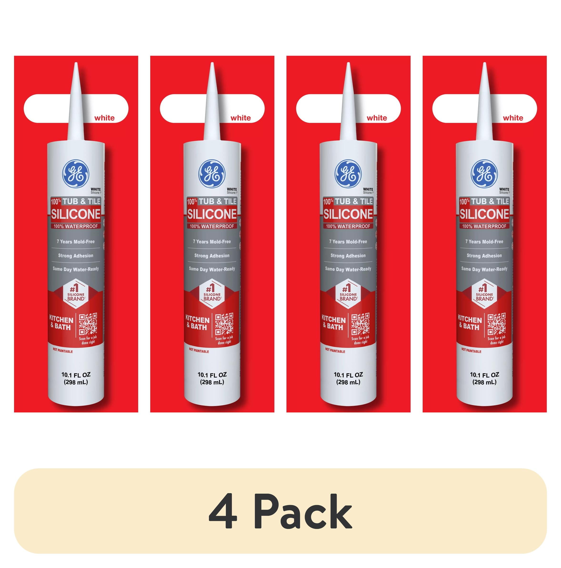 (4 pack) GE Silicone 1 Tub & Tile, Pack of 1, White 10.1 fl oz ...