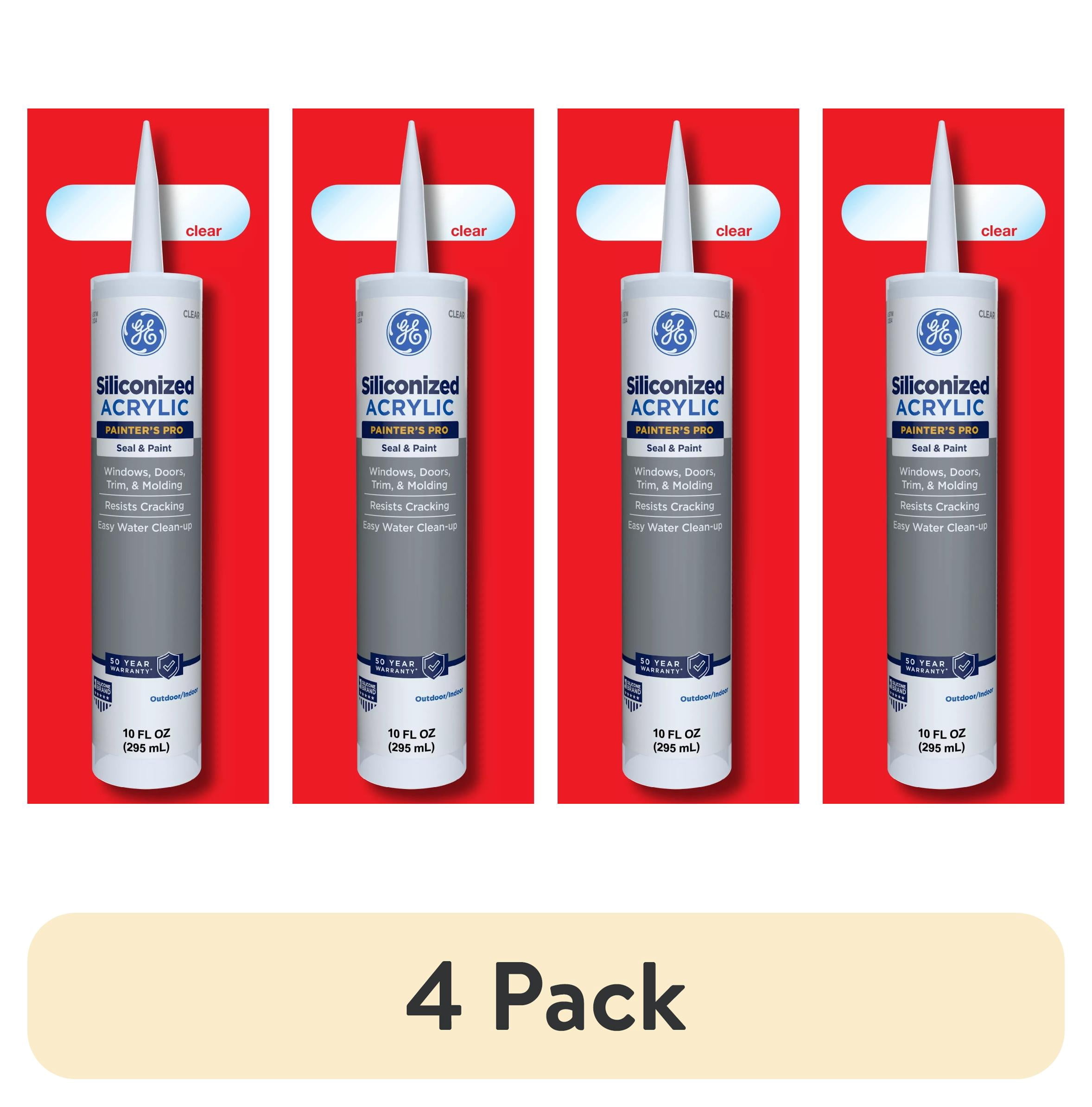 (4 pack) GE Siliconized Acrylic Painters Pro Sealant Seal & Paint, Pack ...