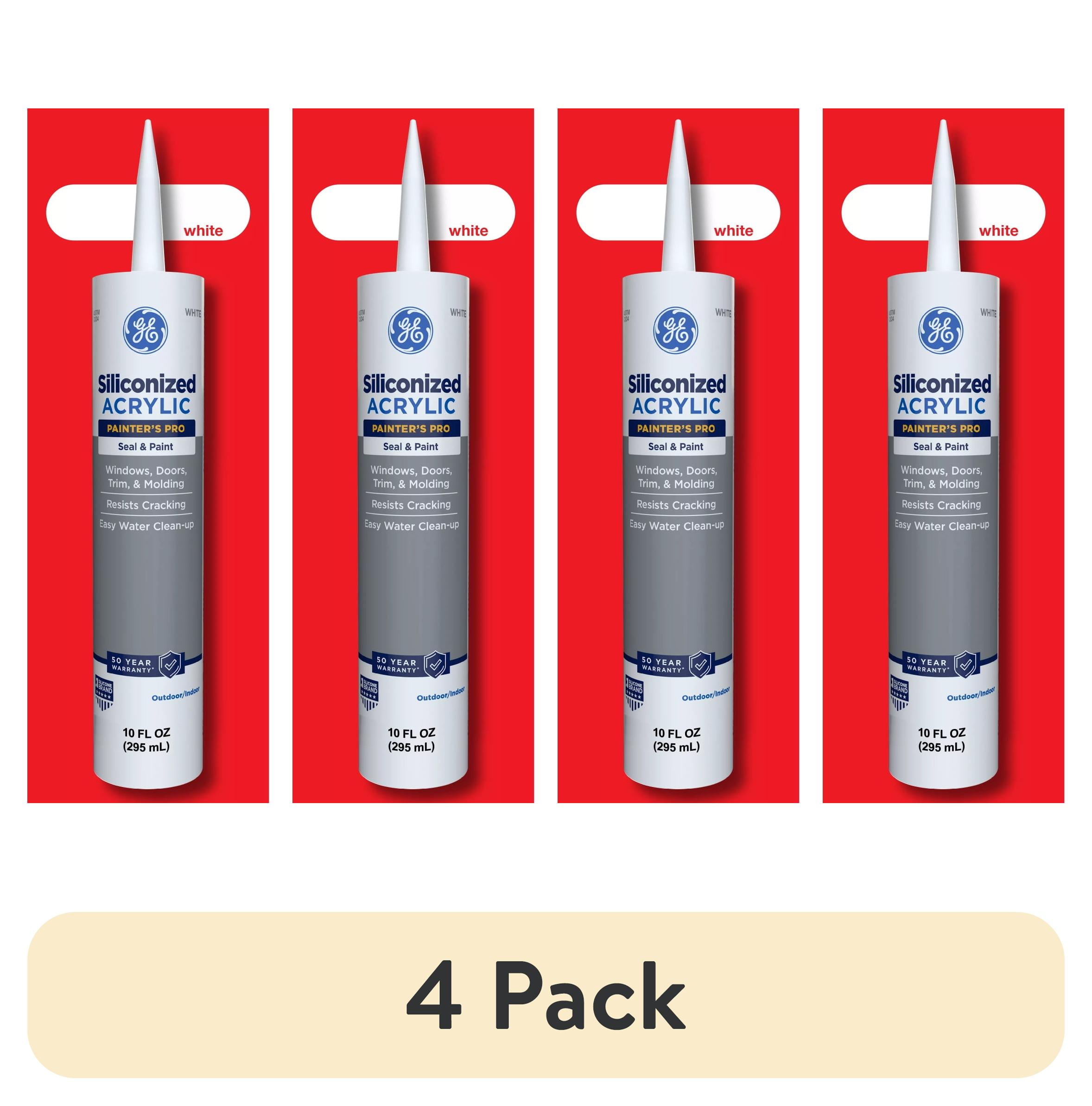 (4 pack) GE Siliconized Acrylic Painters Pro Sealant Seal & Paint, Pack ...