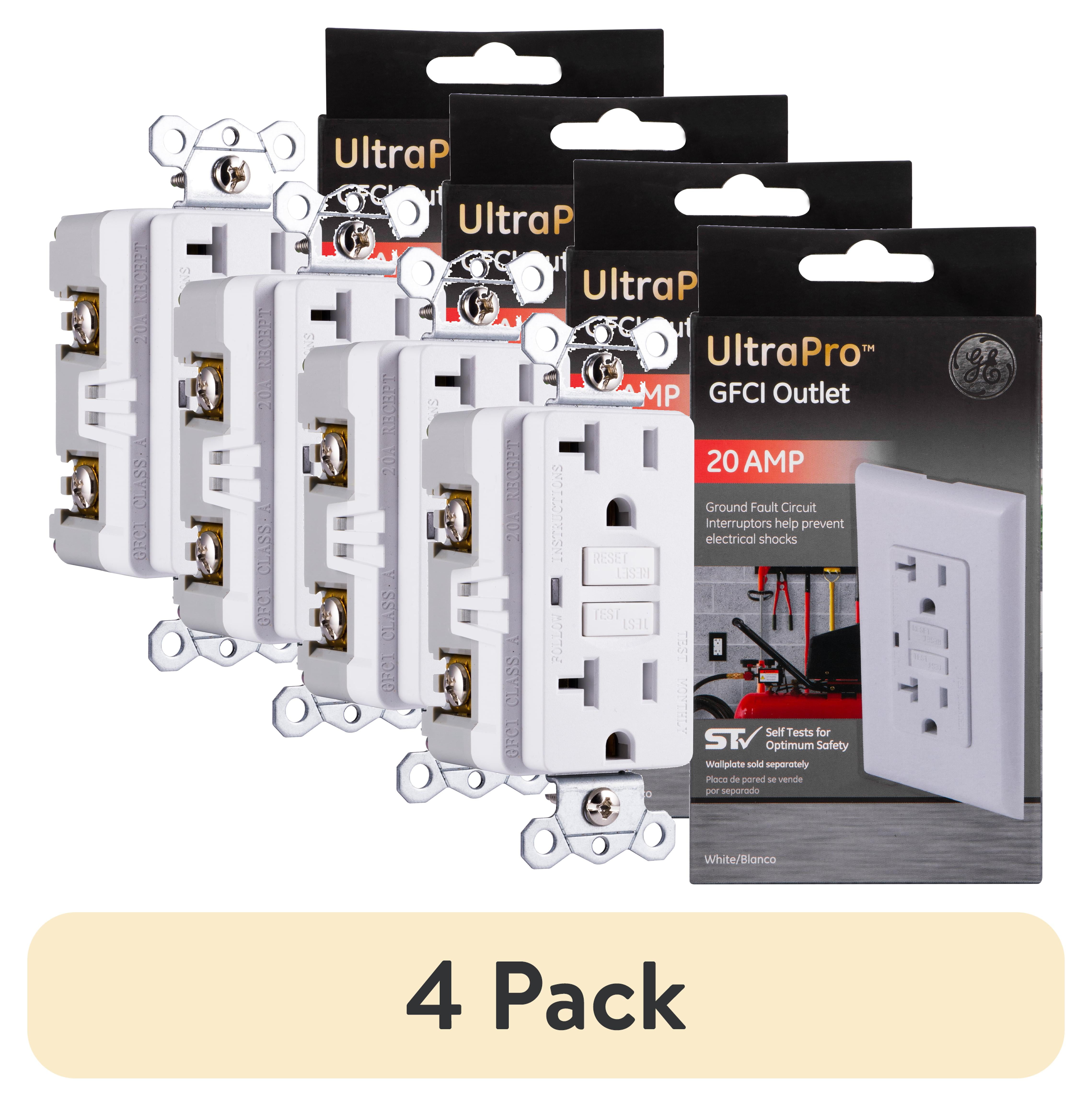 (4 pack) GE UltraPro 20A GFCI Outlet, White – 32077 - Walmart.com