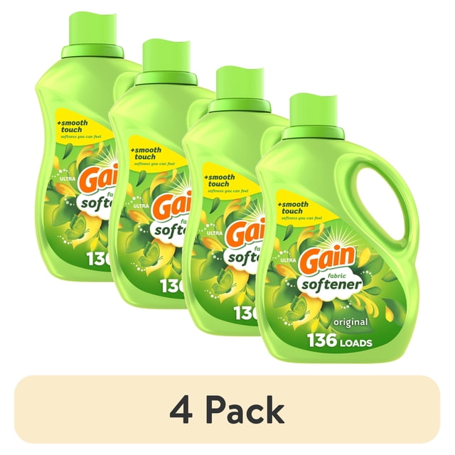 (4 pack) Gain Laundry Liquid Fabric Softener, Original Scent, 100 fl oz ...
