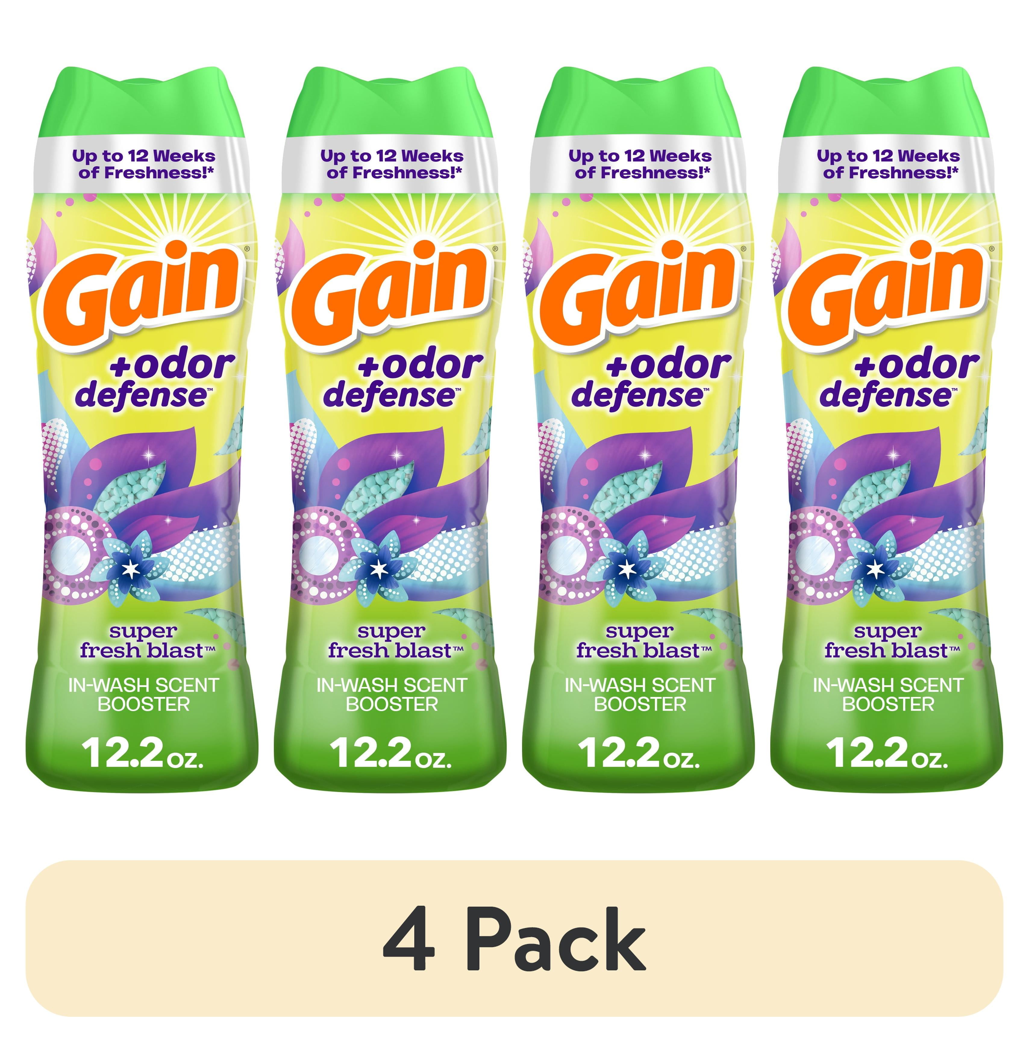 (4 pack) Gain + Odor Defense In-Wash Scent Booster, Super Fresh Blast ...