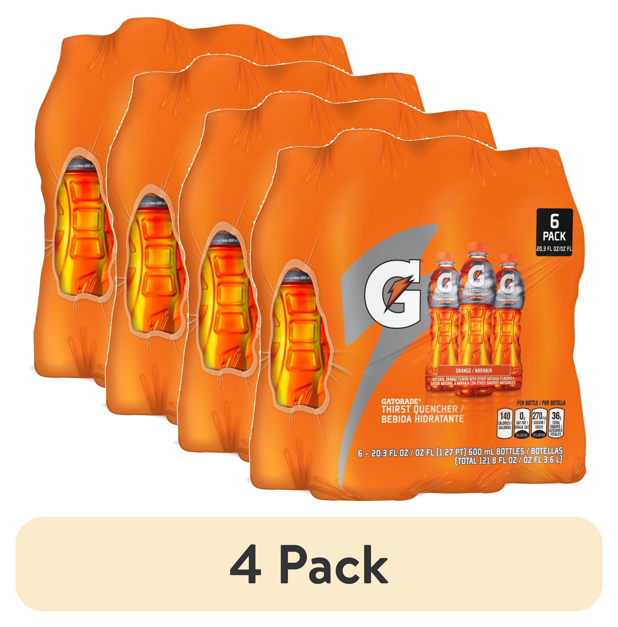 (4 pack) Gatorade Thirst Quencher, Orange 20.28 fl oz 6 Count Bottles ...