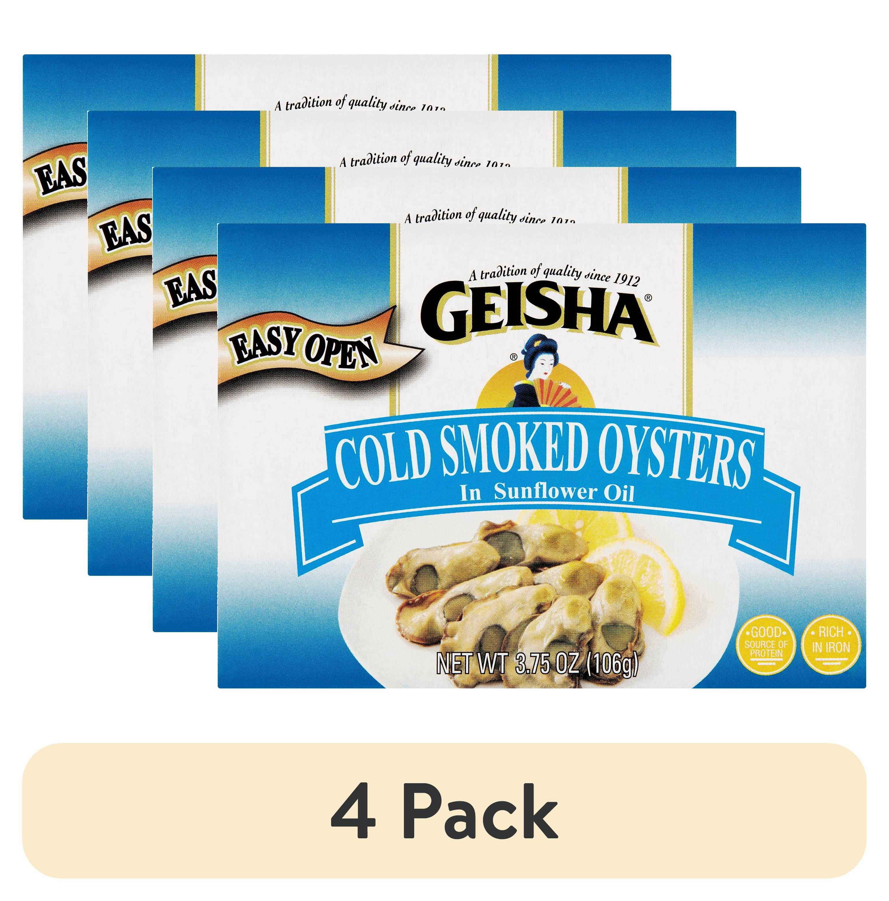 (4 pack) Geisha Cold Smoked Oysters, In Sunflower oil, 3.75 Oz (106g ...