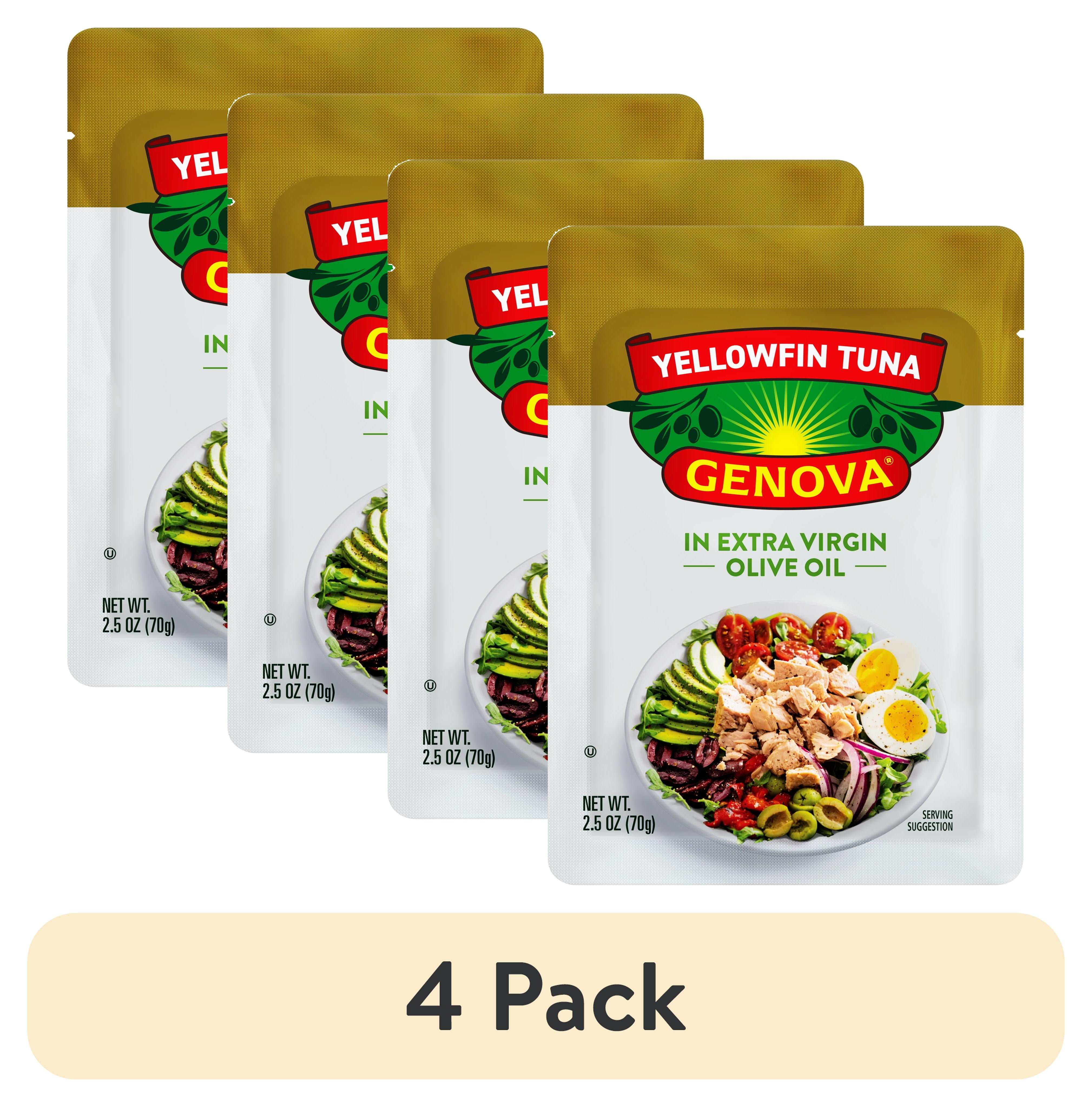 (4 pack) Genova Premium Yellowfin Tuna in Extra Virgin Olive Packet 2.5 ...