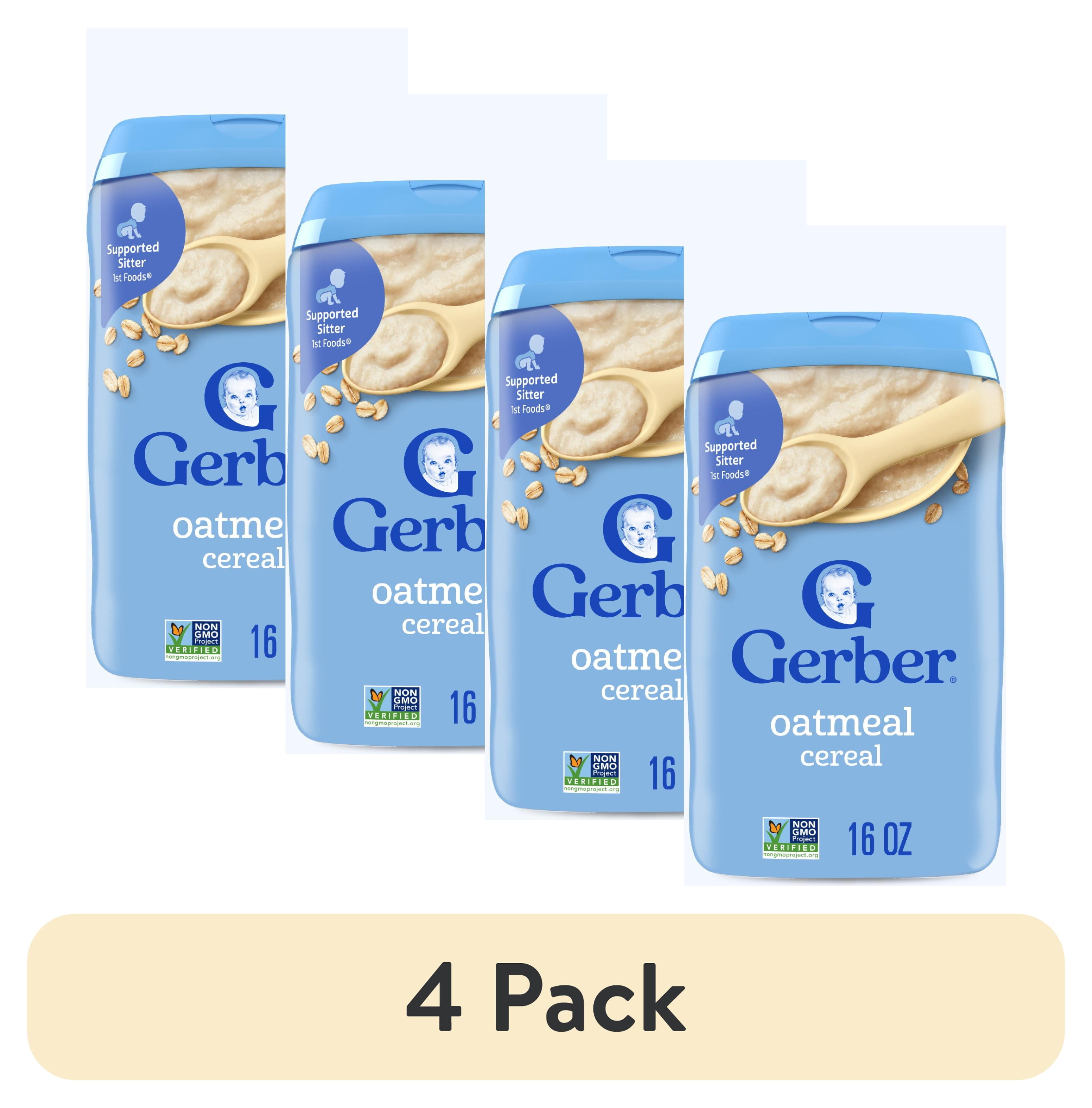 (4 pack) Gerber Stage 1 Baby Food, Baby Oatmeal Cereal, 8g Whole Grains ...