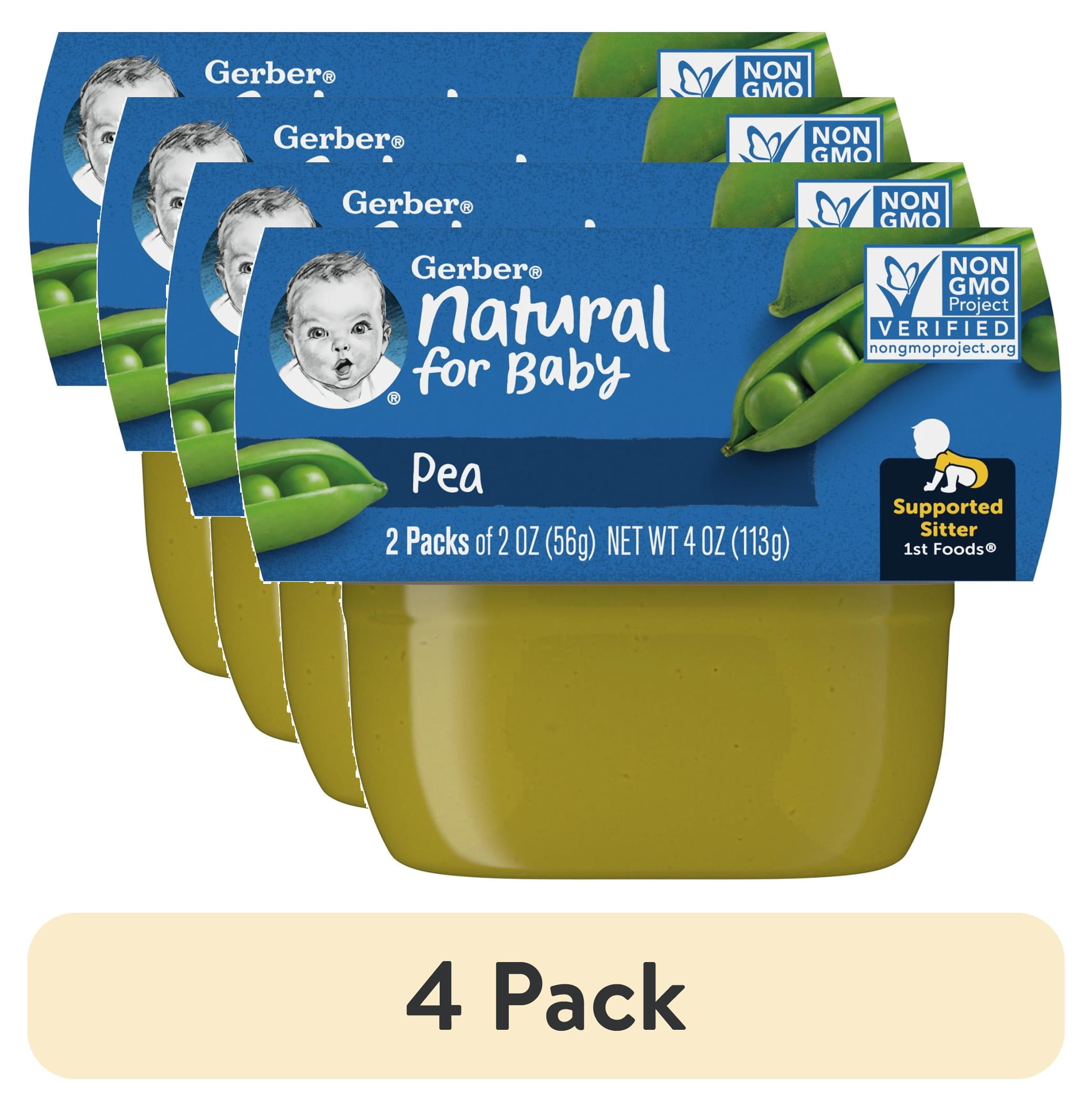 (4 pack) Gerber 1st Foods Baby Food, Pea Puree, Clean Label Project, 2 ...