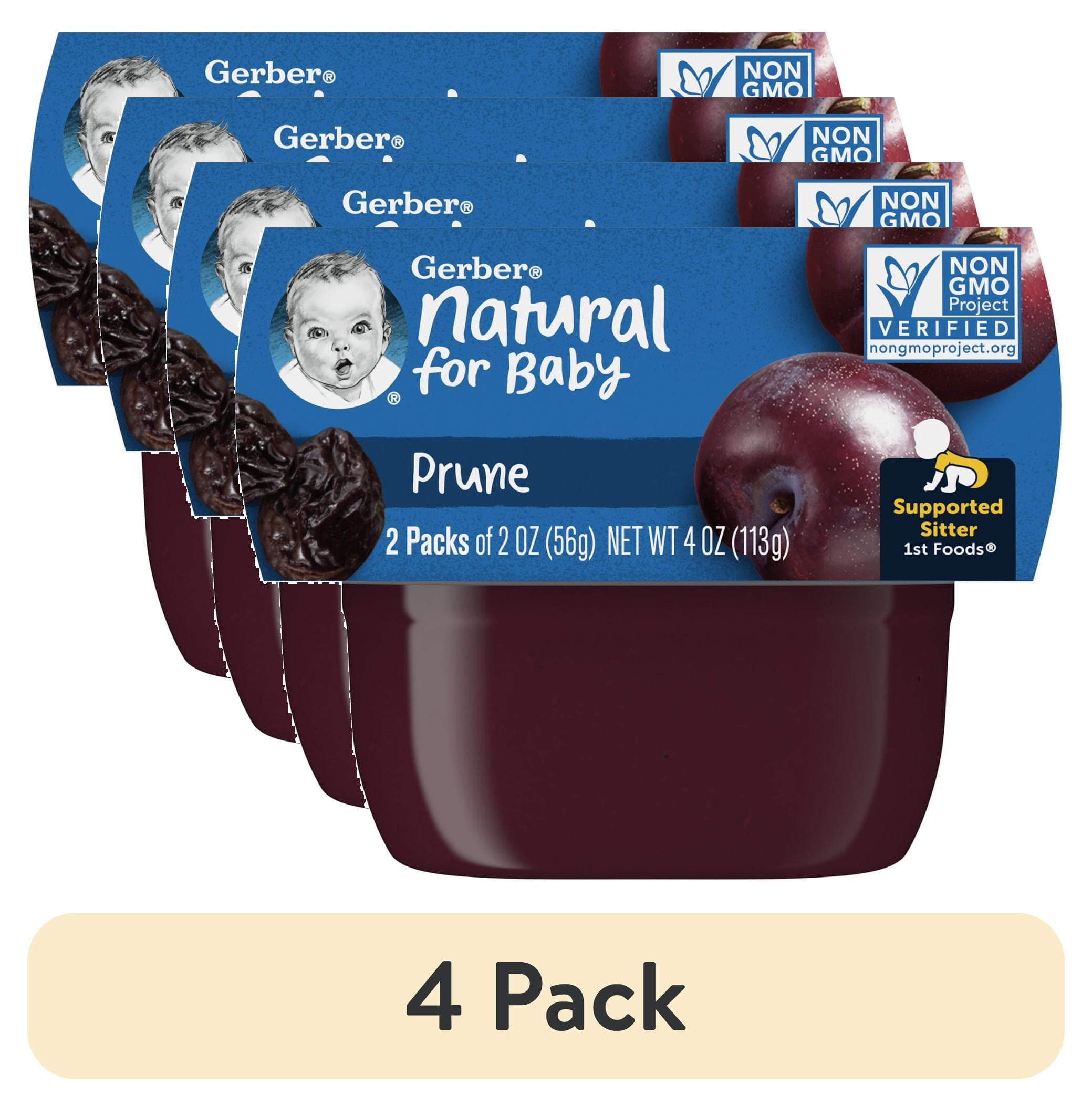 (4 pack) Gerber 1st Foods Baby Food, Prune, 2 oz Tubs (2 Pack ...