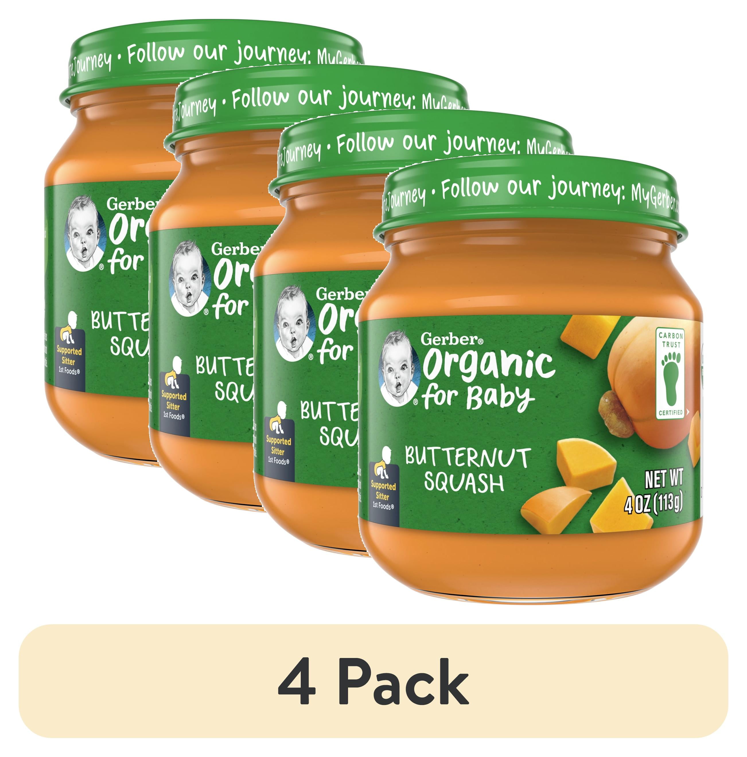 (4 pack) Gerber Stage 1 Baby Food, Organic Butternut Squash Jar ...