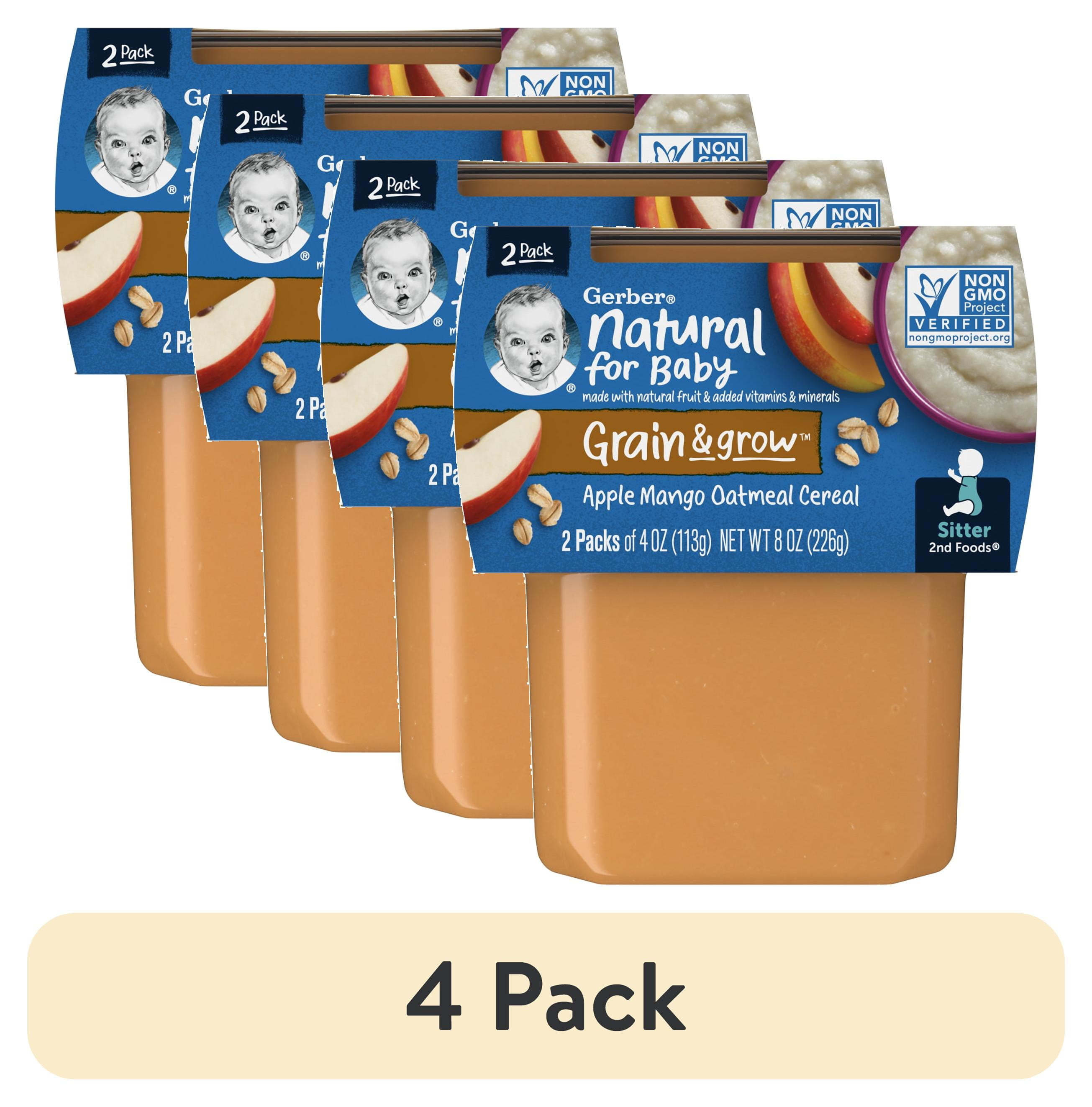(4 pack) Gerber 2nd Foods Baby Food, Apple Mango with Rice Cereal, 4 oz ...